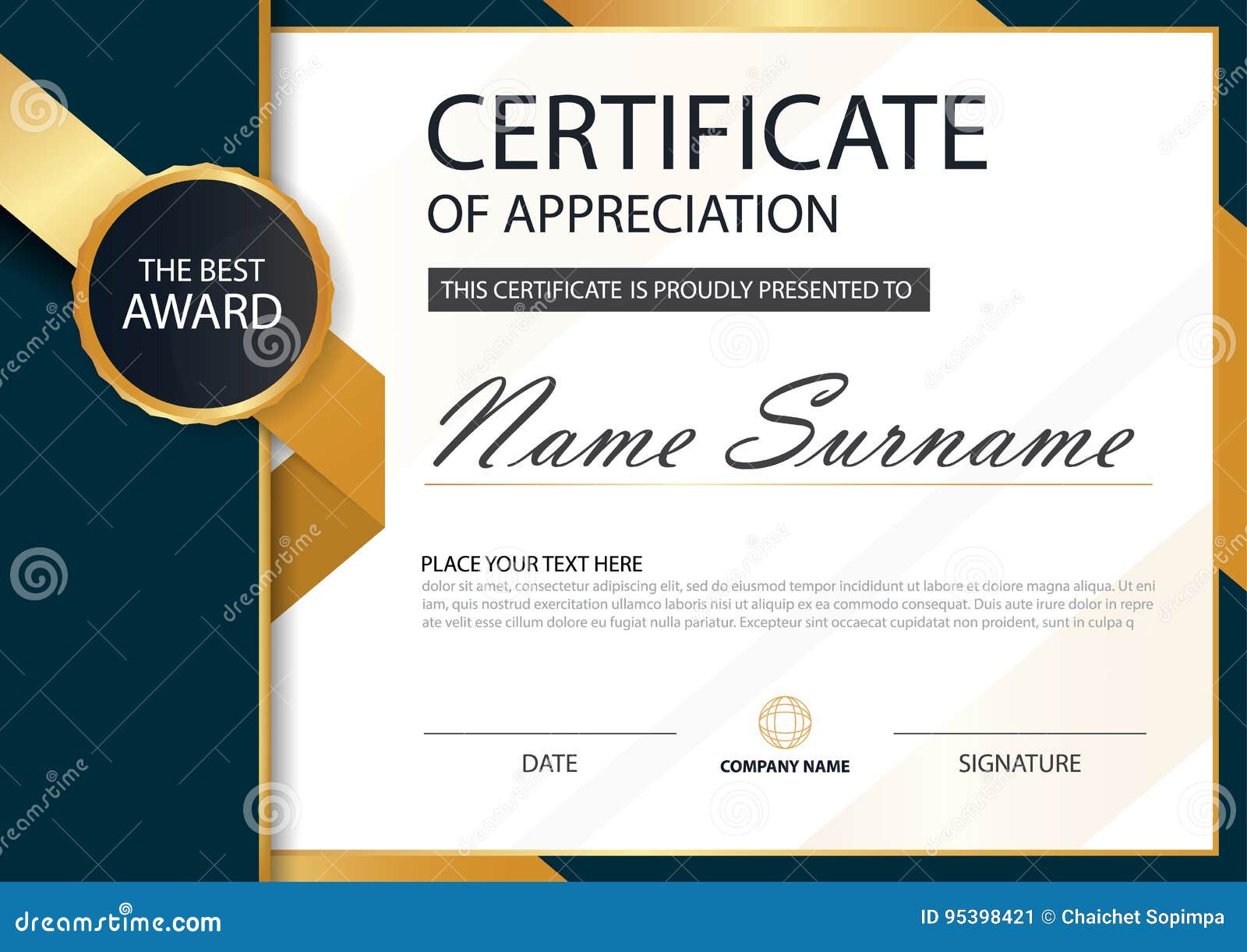 Gold And Black Label Elegance Horizontal Certificate With Vector ...