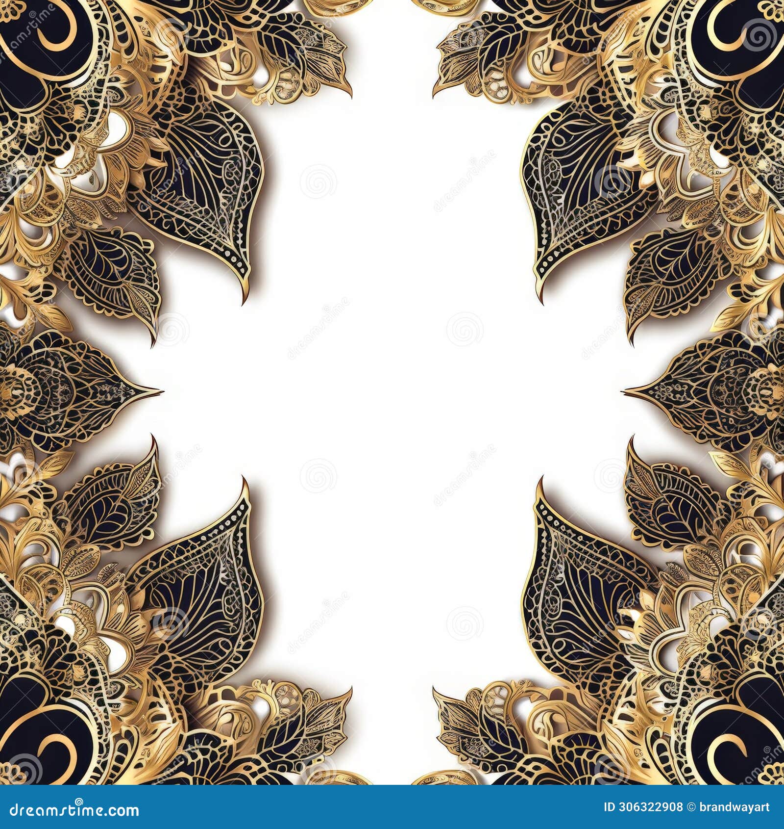 Gold and Black Pattern on White Background Stock Illustration ...