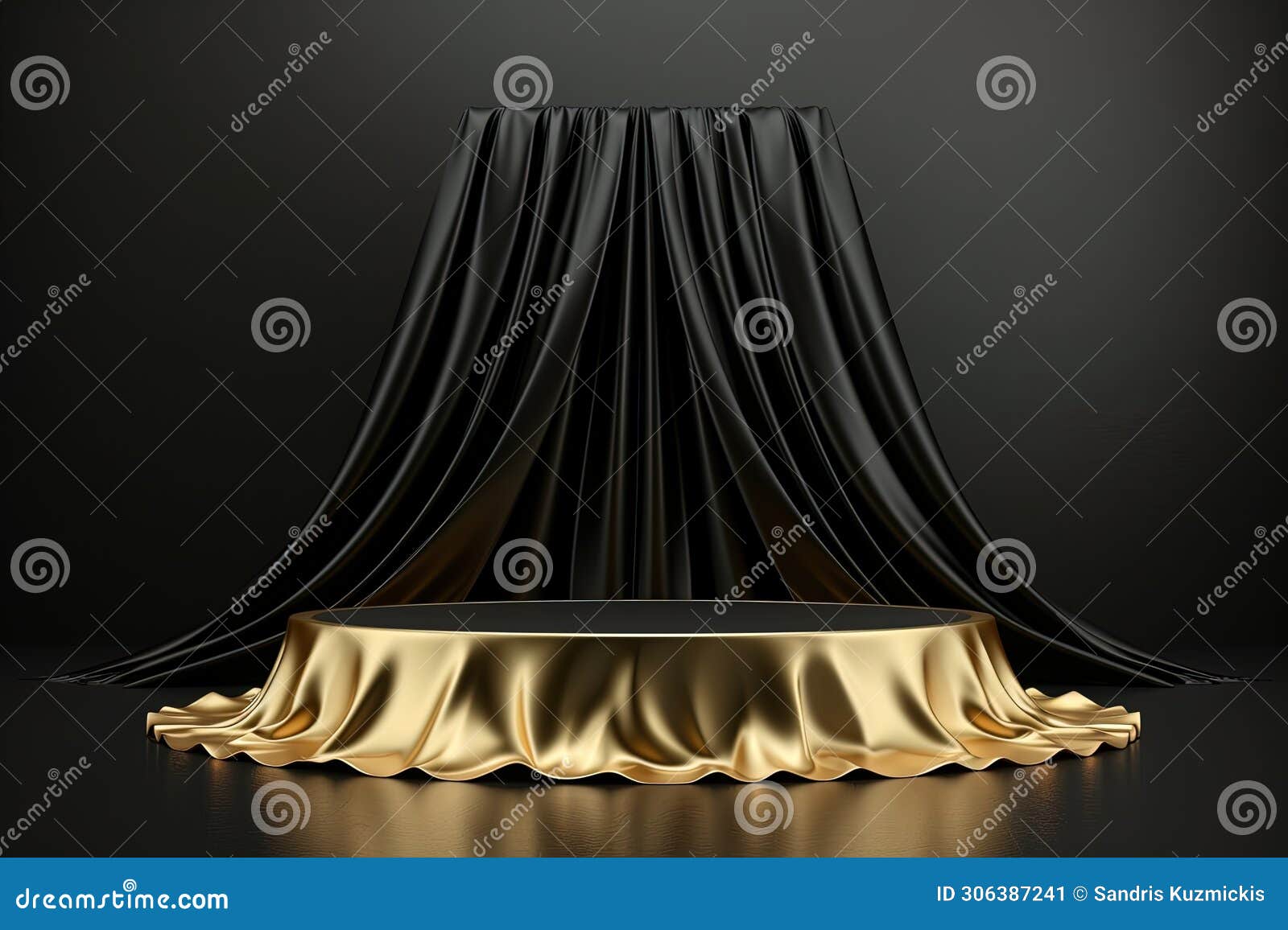 Gold and Black Podium, Cloth Backdrop Design. Generative AI Stock ...