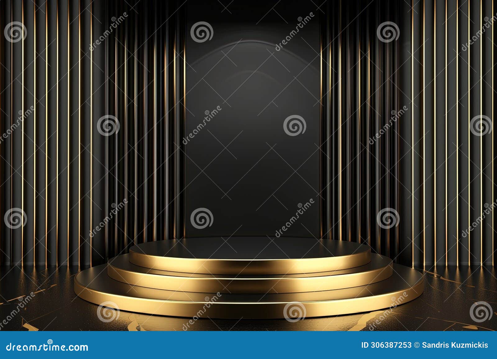 Gold and Black Podium, Cloth Backdrop Design. Generative AI Stock ...