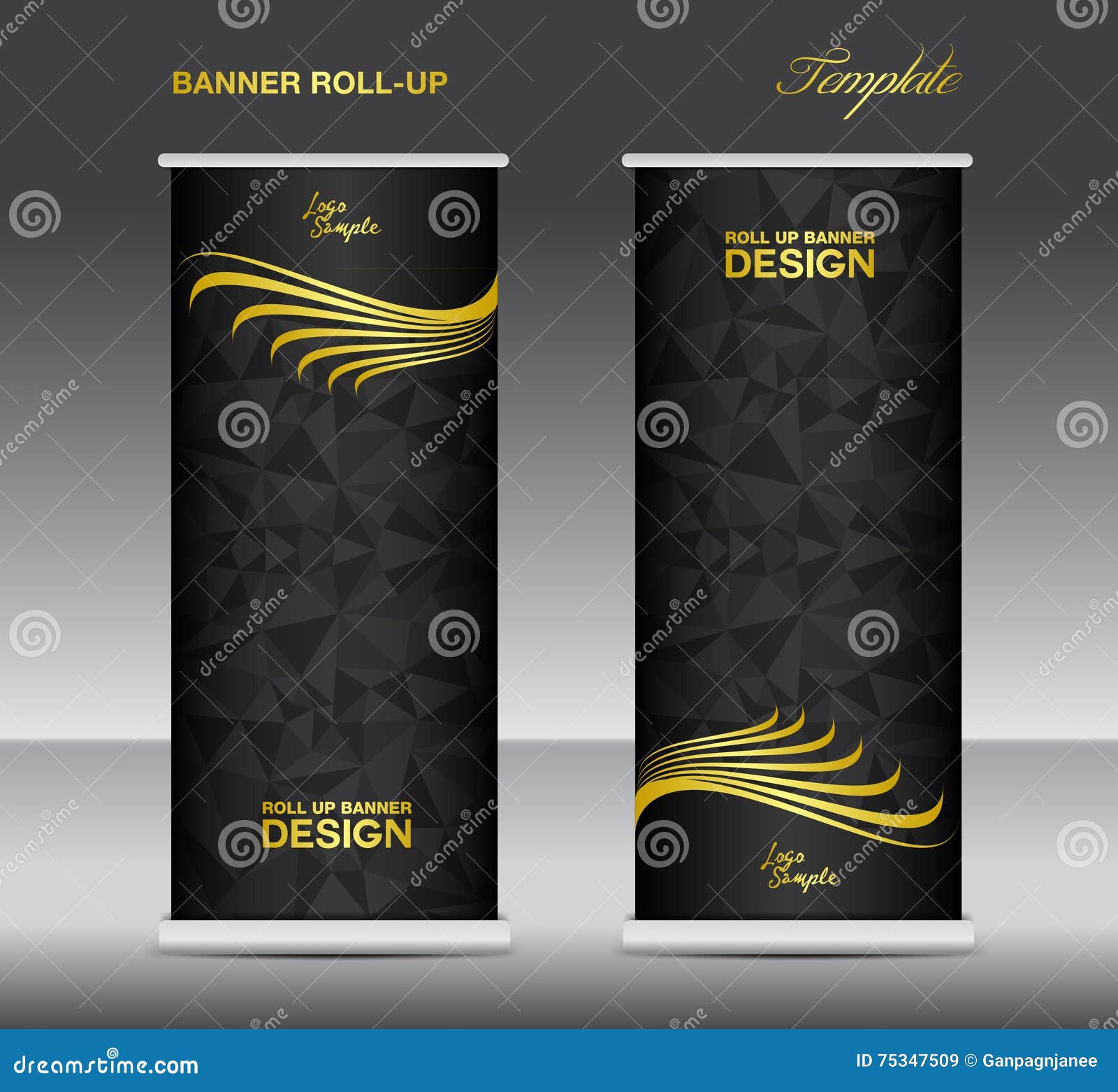 Gold and Black Roll Up Banner Template Vector, Banner Design, S Stock ...