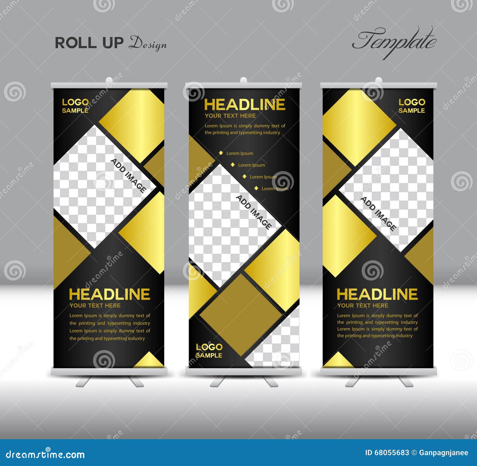 Gold and Black Roll Up Banner Template Vector Illustration Stock Vector ...