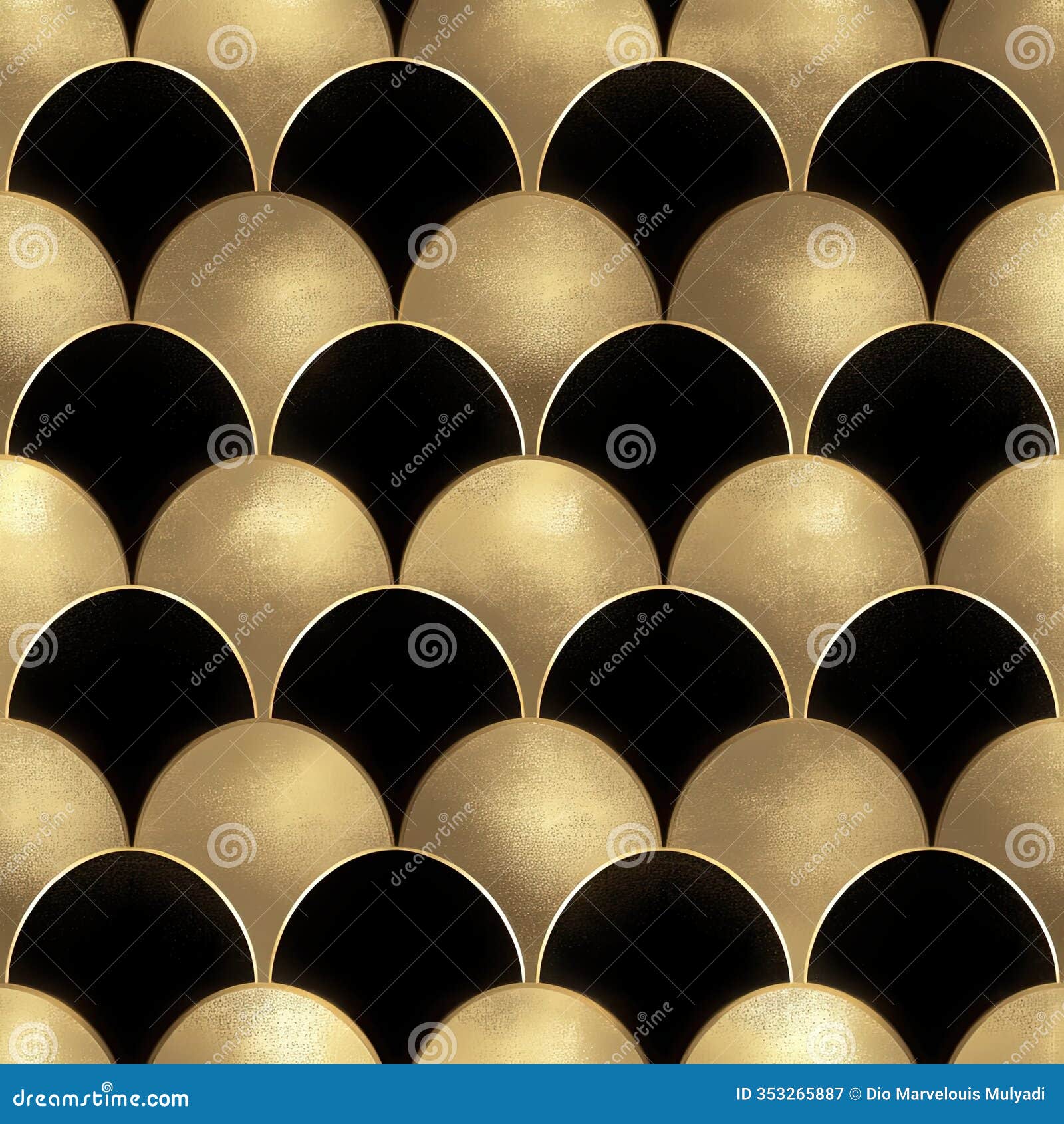 Gold and Black Scallop Pattern Stock Illustration - Illustration of ...