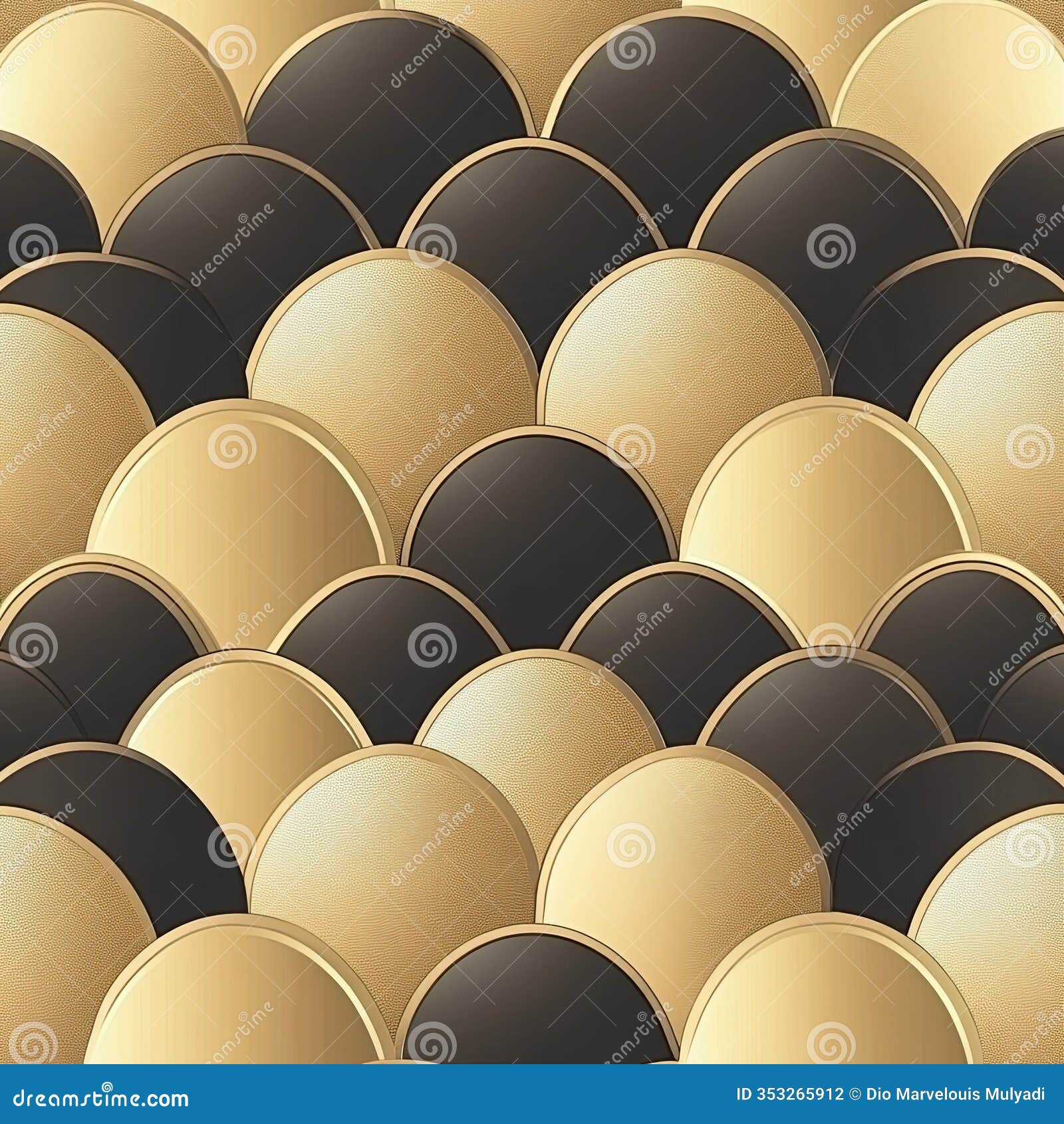 Gold and Black Scallop Pattern Stock Illustration - Illustration of ...