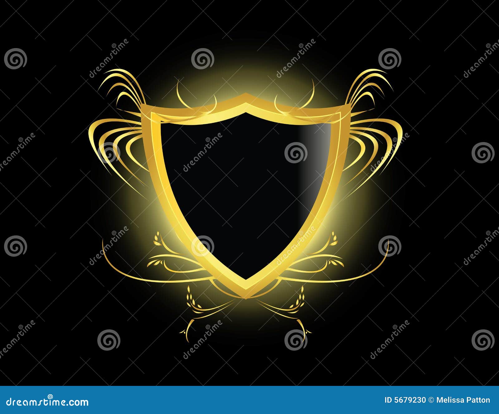 Black Shield With Golden Frame Isolated And VIP Logo. Vector Luxury ...
