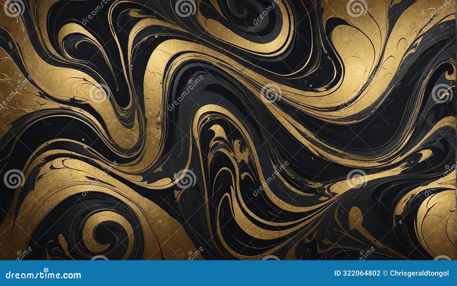 Gold on Black Theme Marbled Paper Design Ai Generated Stock ...