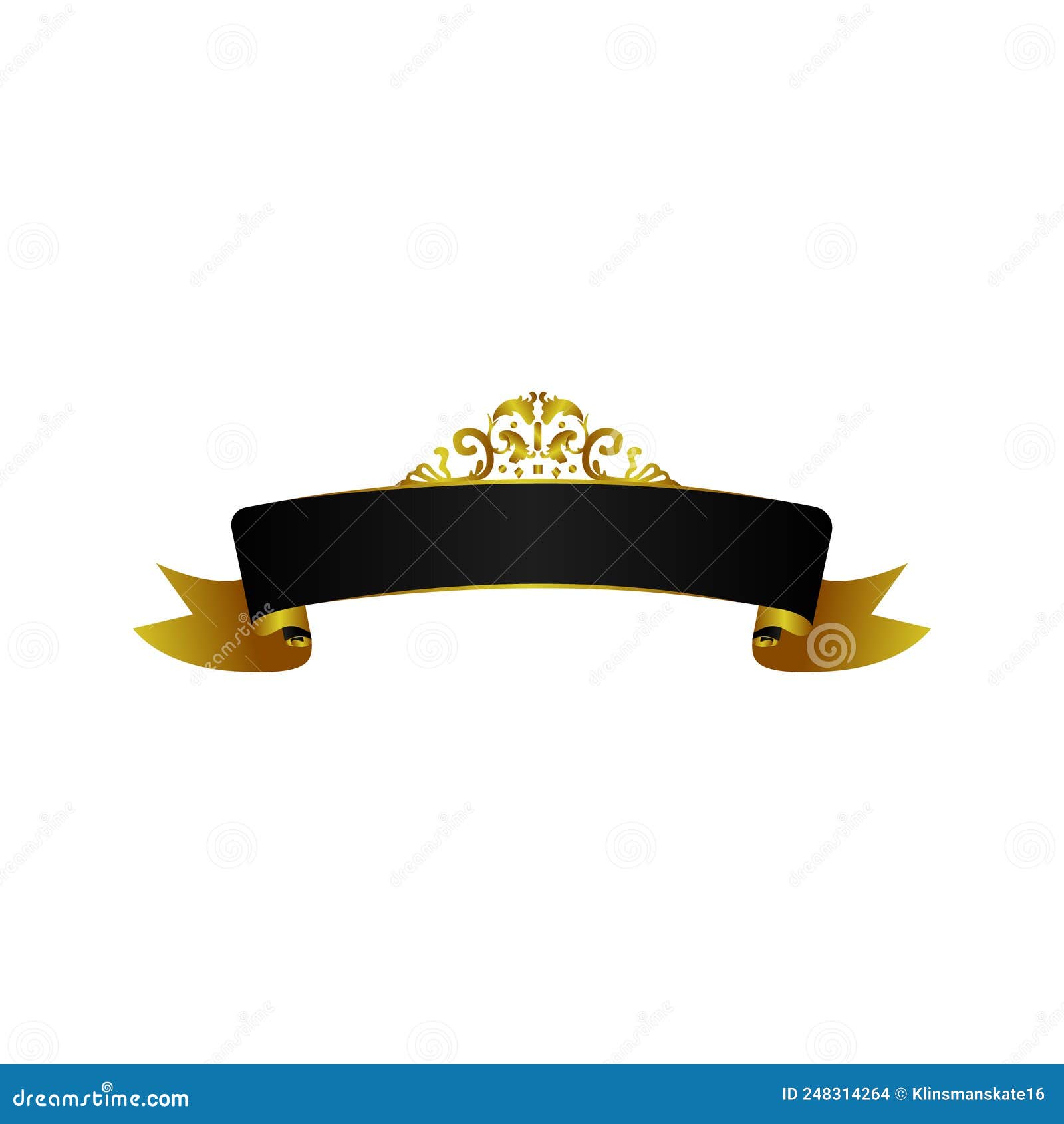 Gold and Black Victorian Scroll Banner Ribbon Design Stock Vector ...