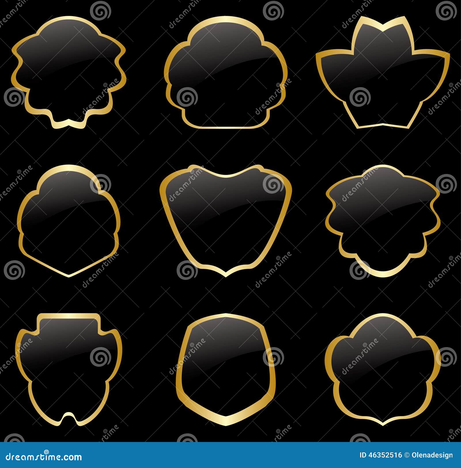 Gold and Black Vintage Frames - Vector Set Stock Vector - Illustration ...