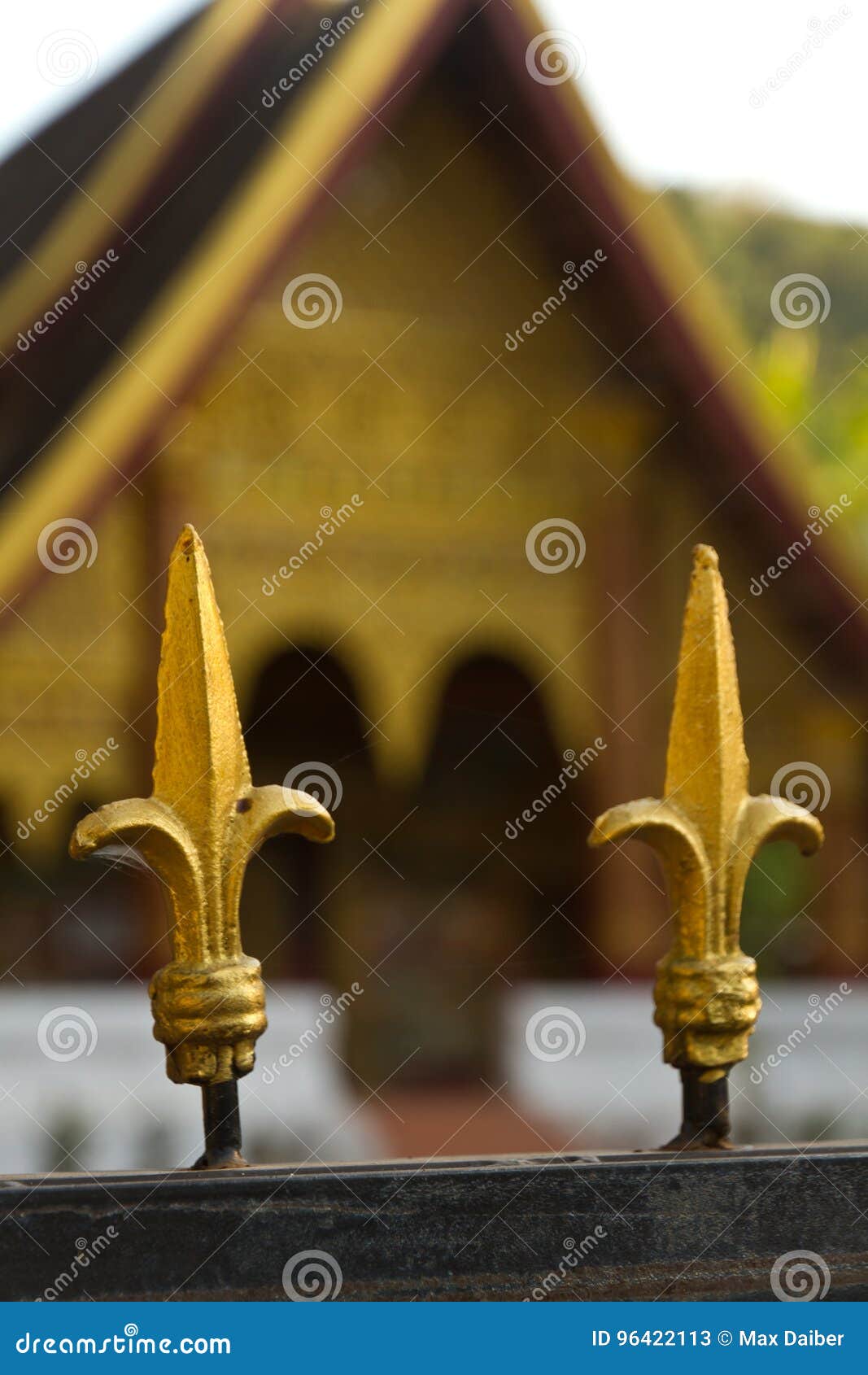 Gold and Black Wrought Iron Gate Stock Image - Image of property ...