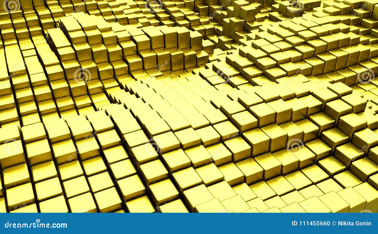 Gold Blocks Abstract 3D Render Stock Illustration - Illustration of ...
