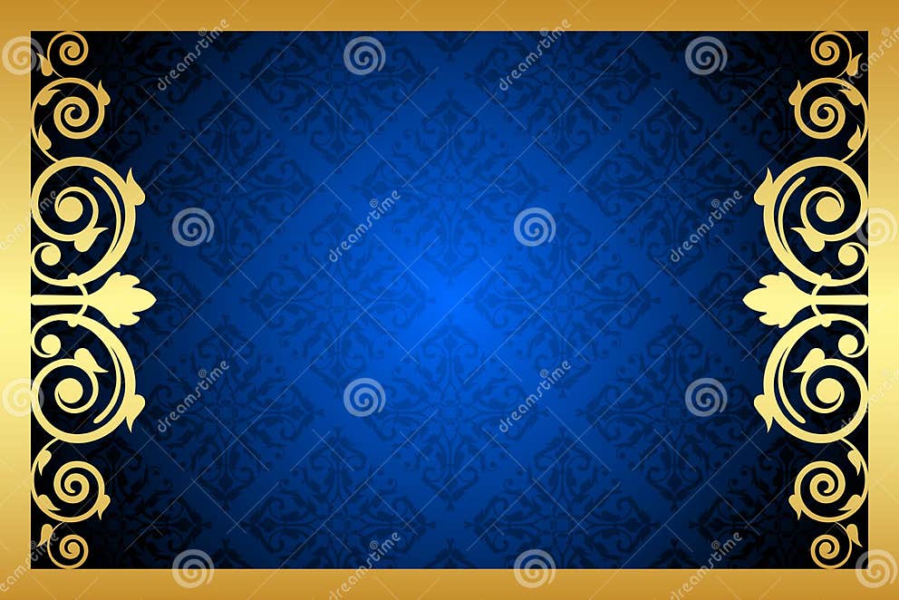 Gold and blue floral frame stock vector. Illustration of paper - 40896777