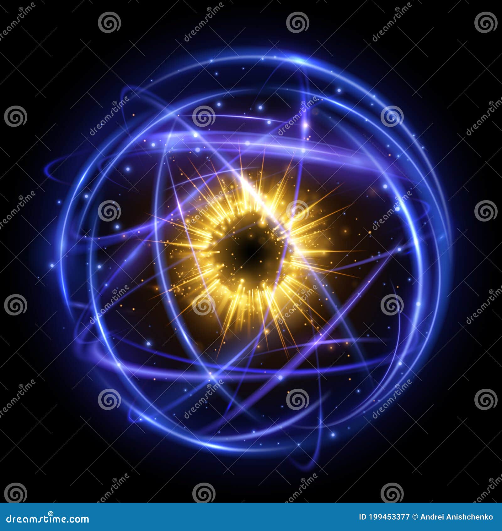Gold and Blue Light Abstract Sphere Stock Vector - Illustration of ...