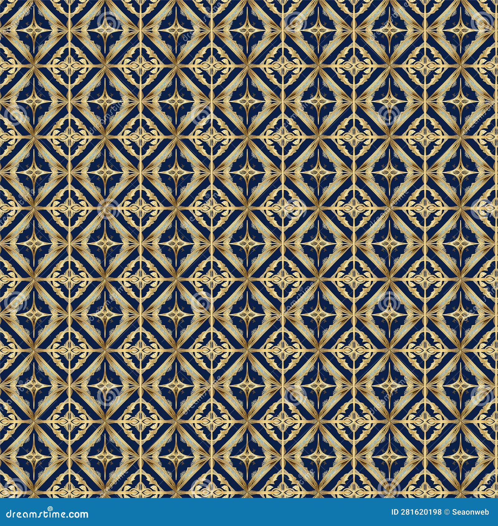 Gold and Blue Pattern Background in Art Stock Illustration ...