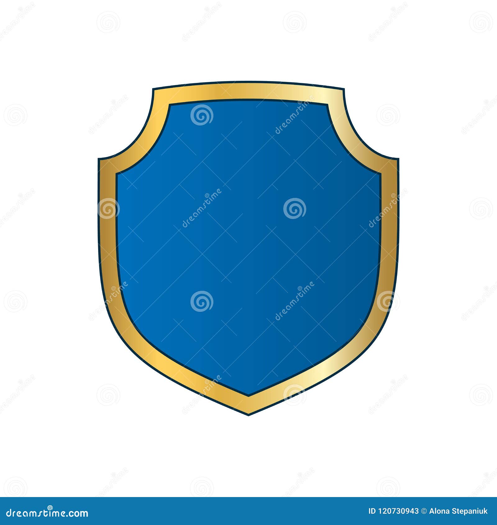 Gold-blue Shield Shape Icon. Bright Logo Emblem Metallic Sign Isolated ...