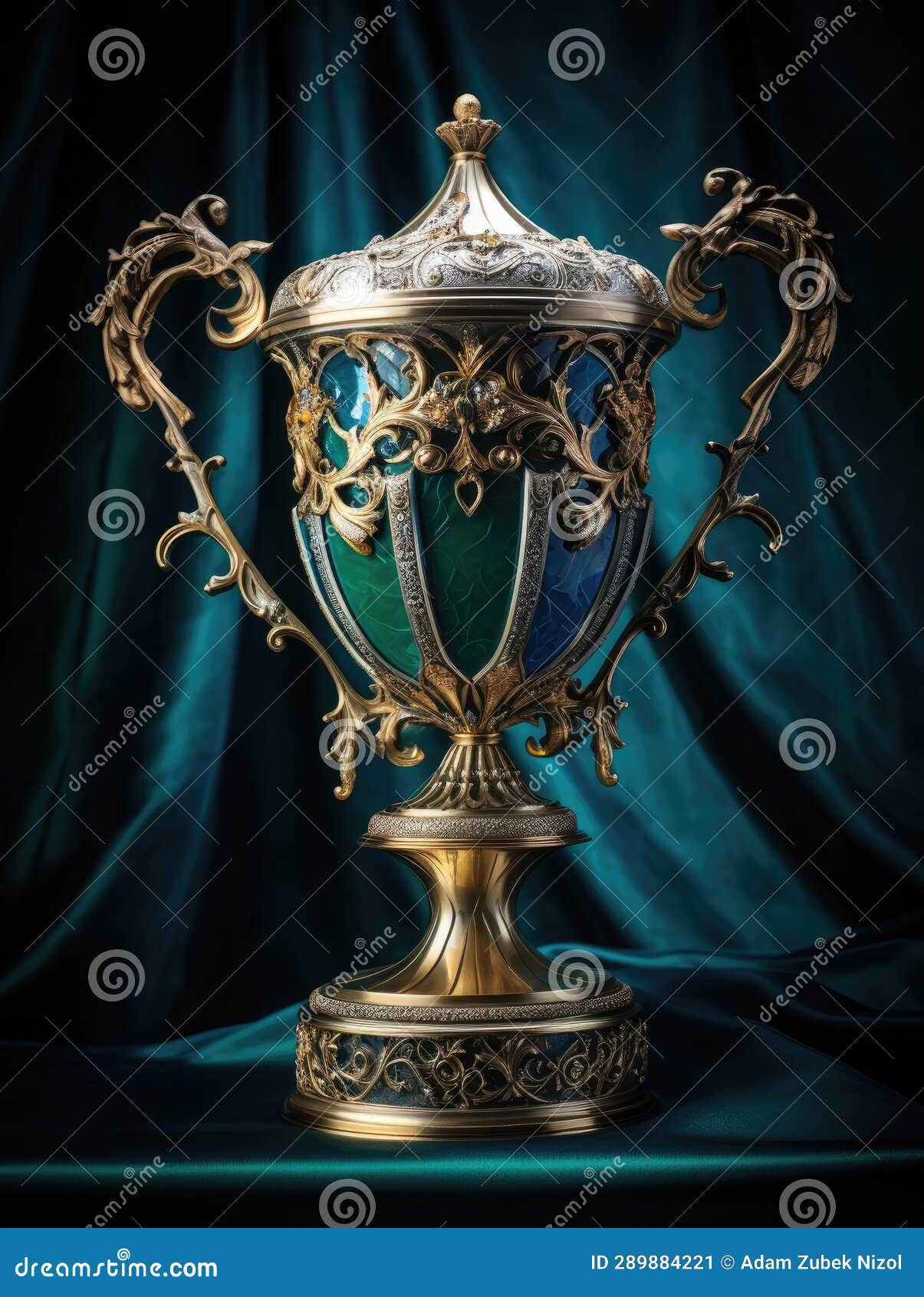 A gold and blue trophy stock illustration. Illustration of gold - 289884221