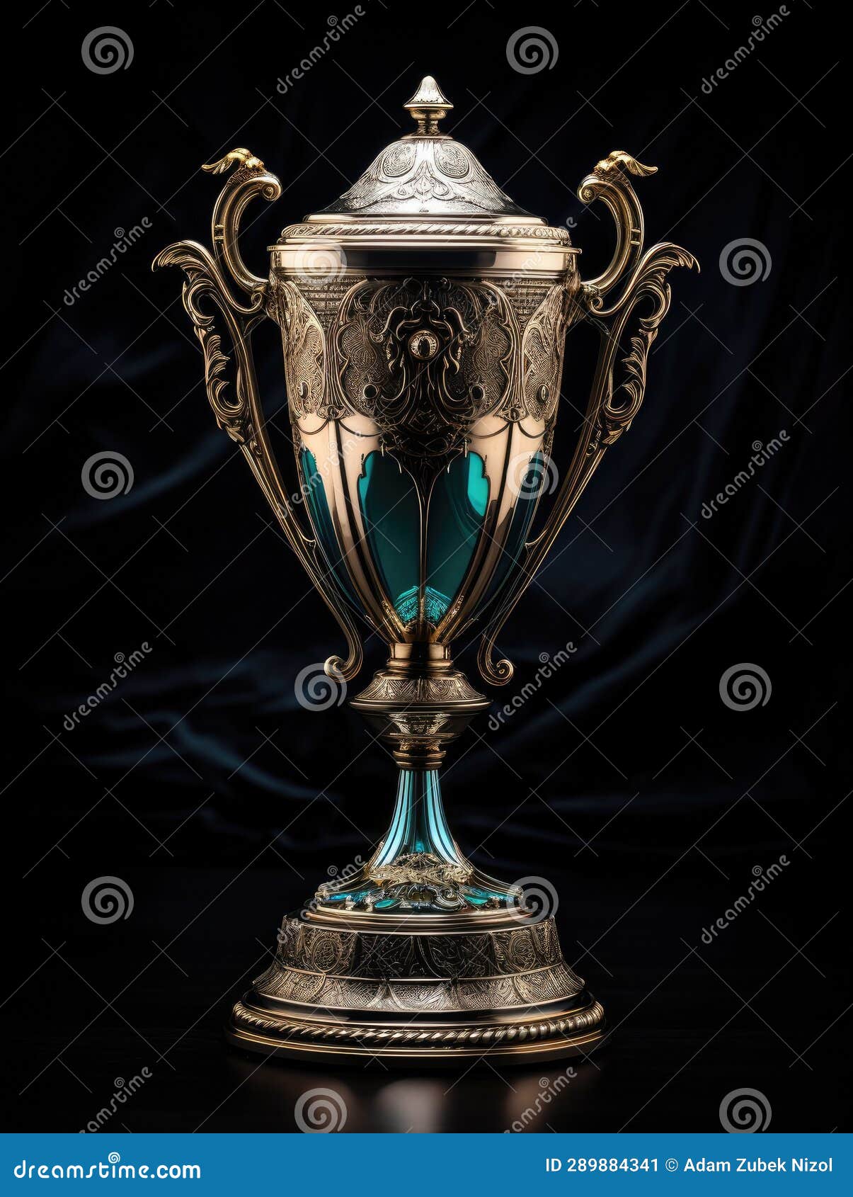 A gold and blue trophy stock illustration. Illustration of generative ...
