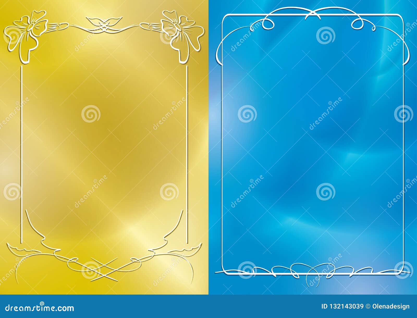 Gold and Blue Vector Backgrounds with White Frames and Gradient Stock ...
