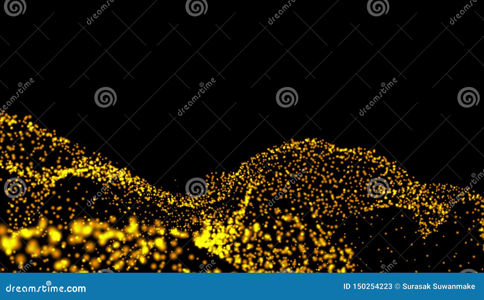 Gold Bokeh Graphics, 3D Science Fiction Backgrounds of Glowing ...