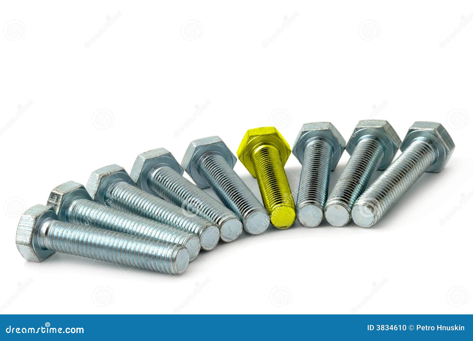 Gold Bolt among Usual Bolts Stock Photo - Image of connectors, bolts ...