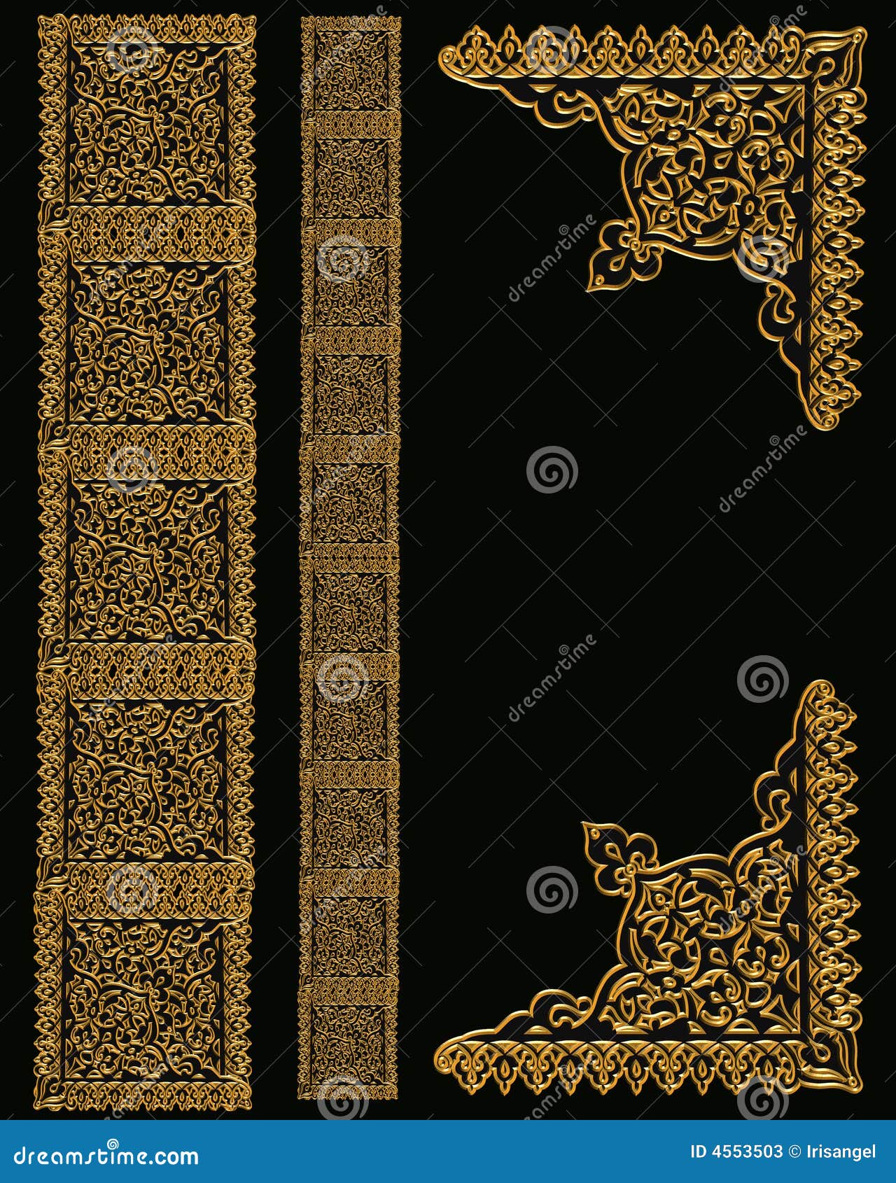 Gold Border Designs on Black Stock Illustration - Illustration of ...