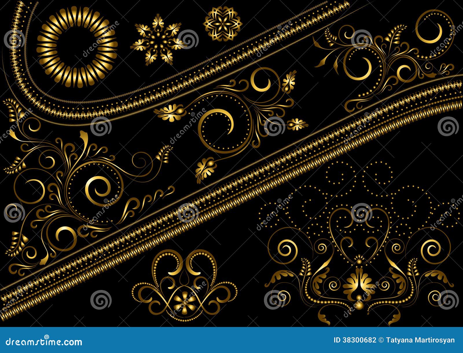 Gold Border with Pattern and Details for Design Stock Vector ...