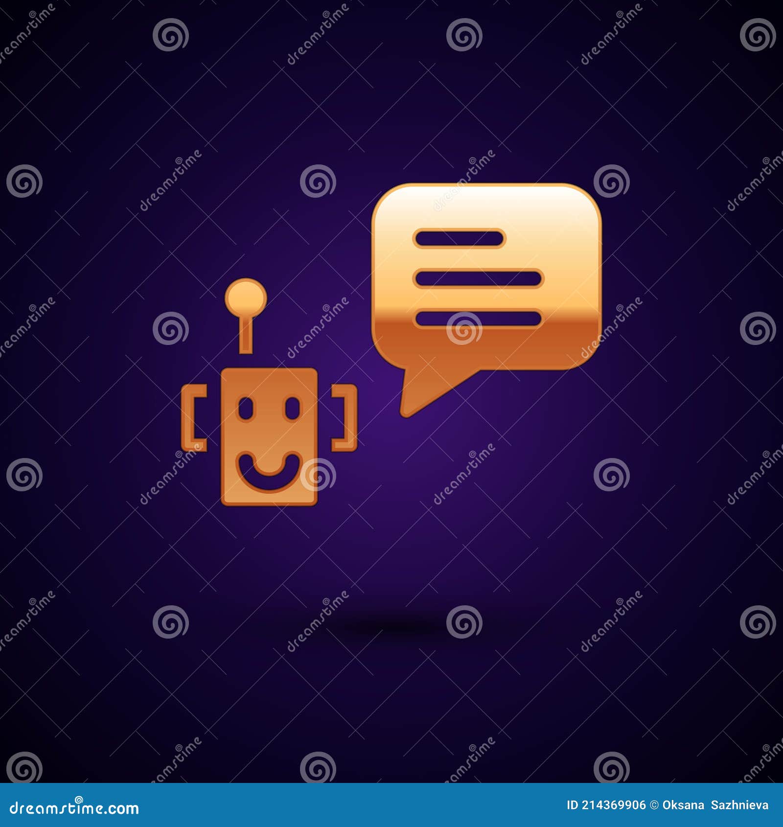Gold Bot Icon Isolated on Black Background. Robot Icon Stock Vector ...