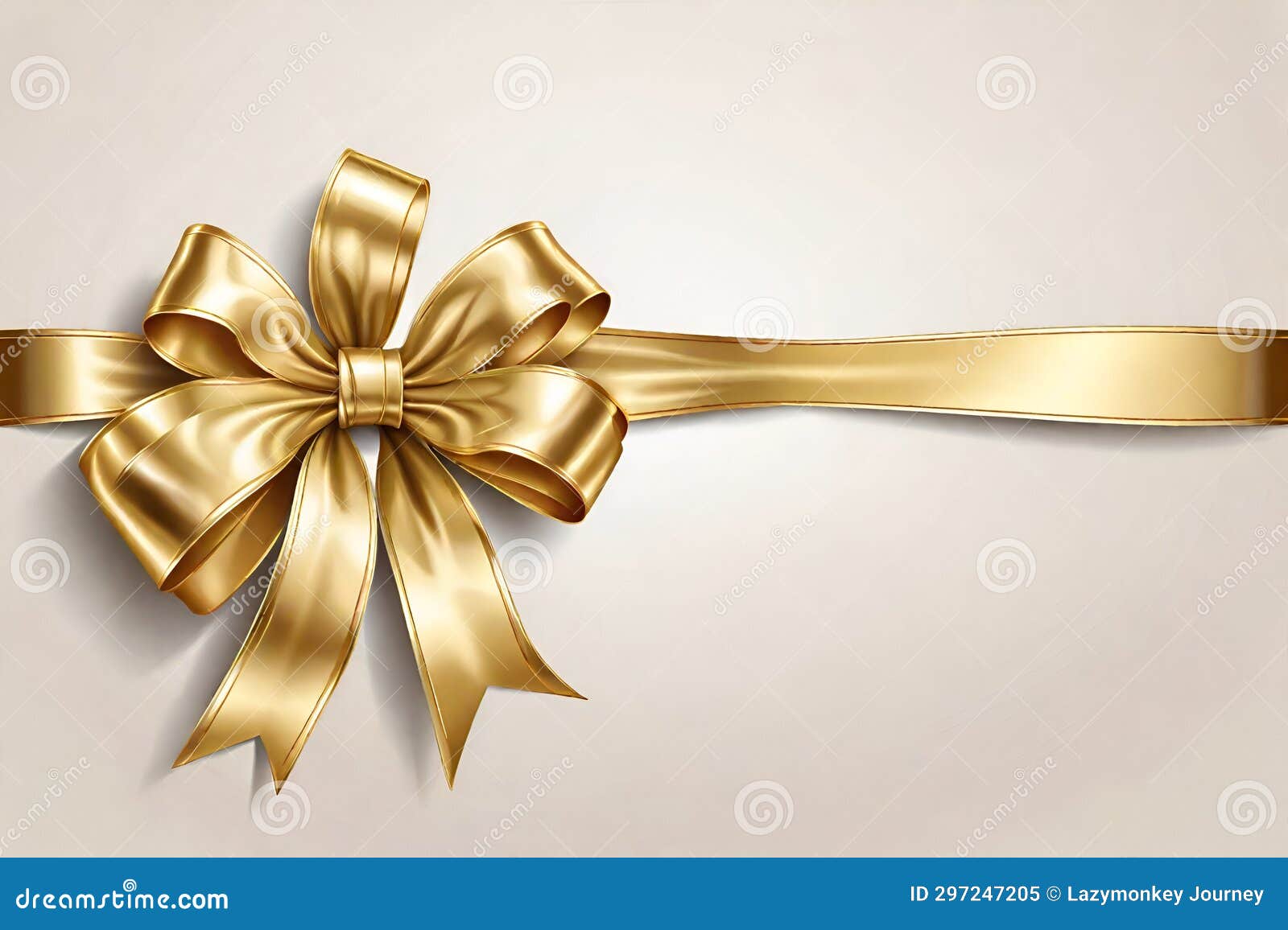 Gold Bow and Ribbon Horizontal Realistic Shiny Satin Stock Illustration ...