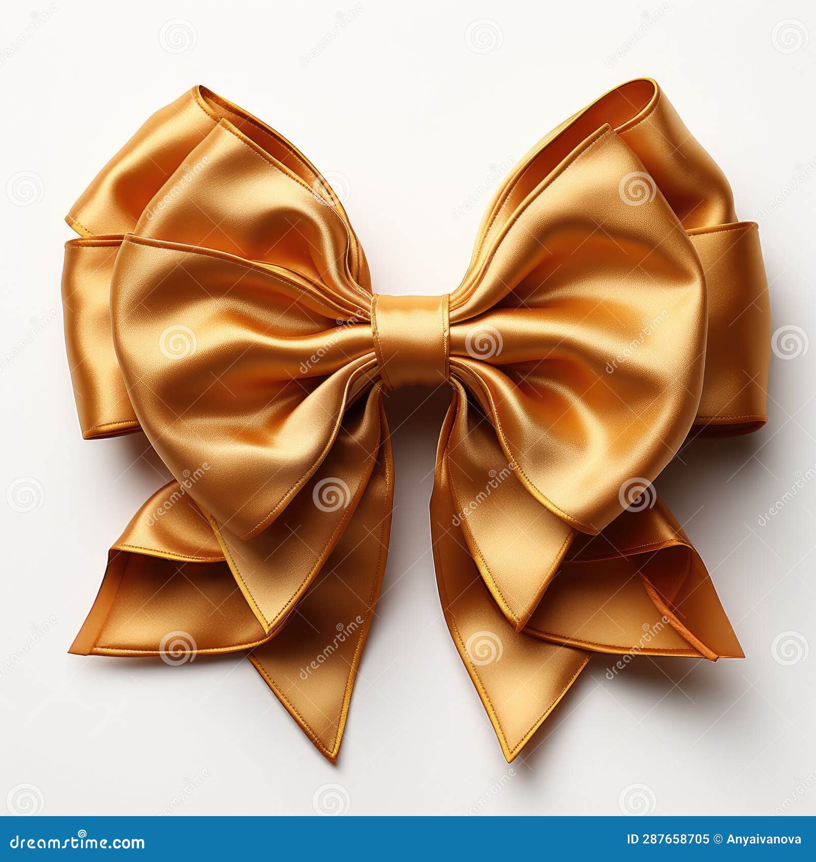 A Gold Bow on a White Surface. Stock Image - Image of yellow, birthday ...