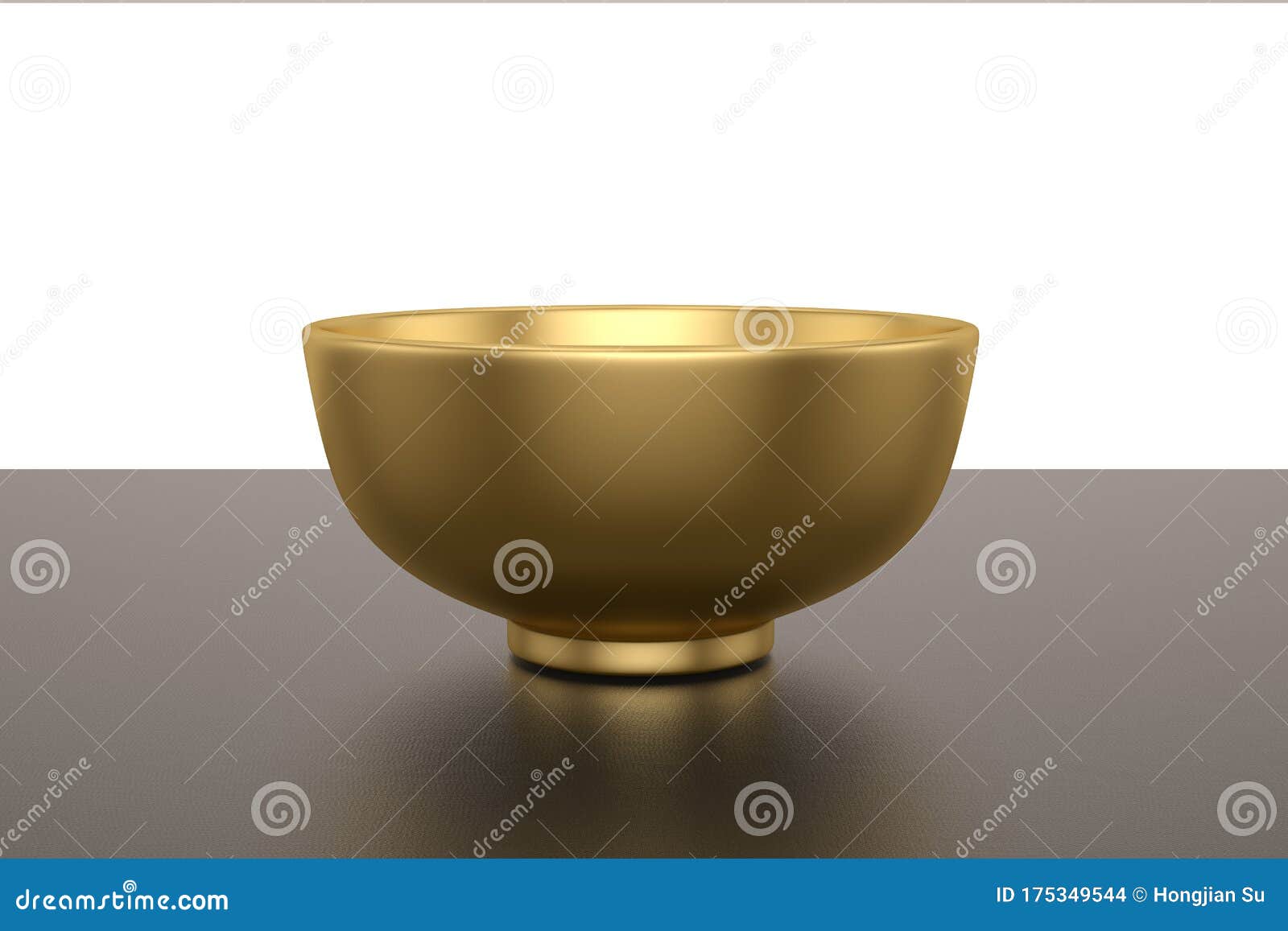Gold Bowl Isolated on White Background. 3D Illustration Stock ...