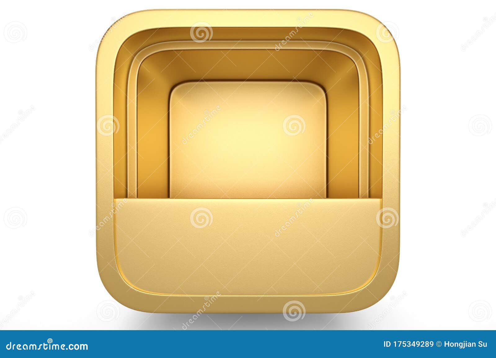 Gold Box Icon Background Isolated on White Background. 3D Illustration ...