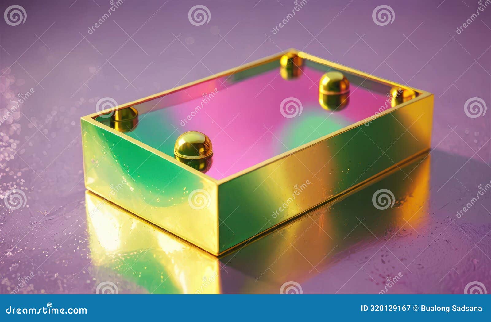 A Gold Box with a Reflection of a Ball on it. Stock Illustration ...
