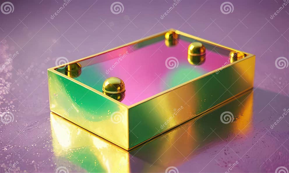 A Gold Box with a Reflection of a Ball on it. Stock Illustration ...