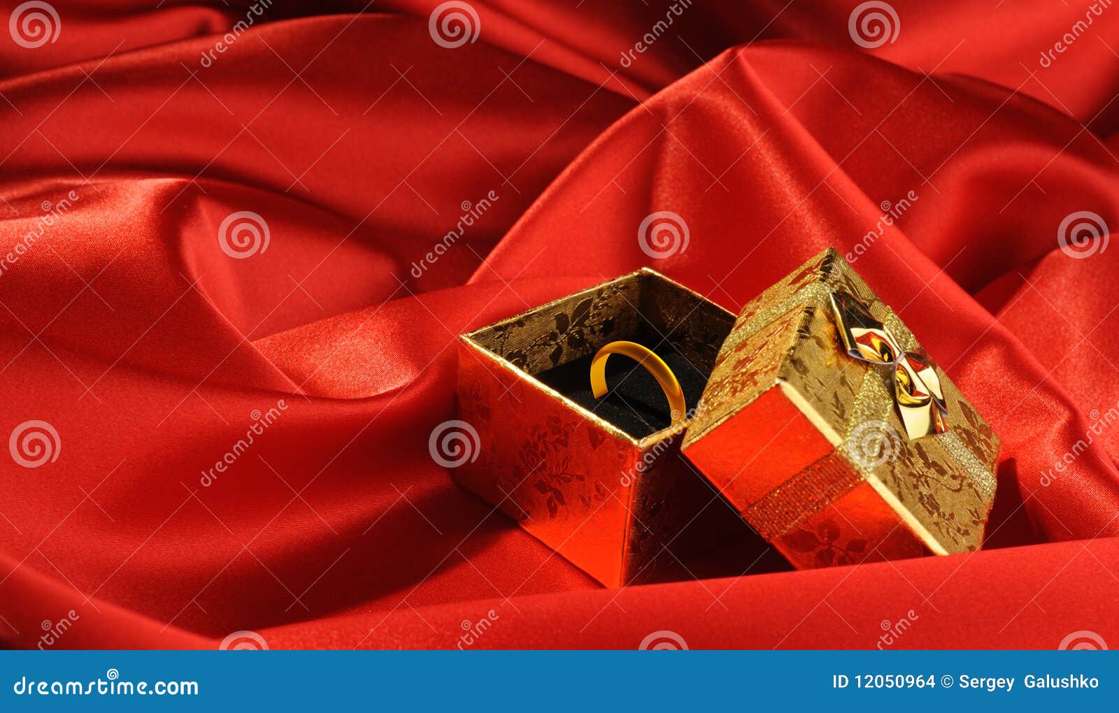 Gold Boxes with a Wedding Ring Stock Photo - Image of party, elegance ...