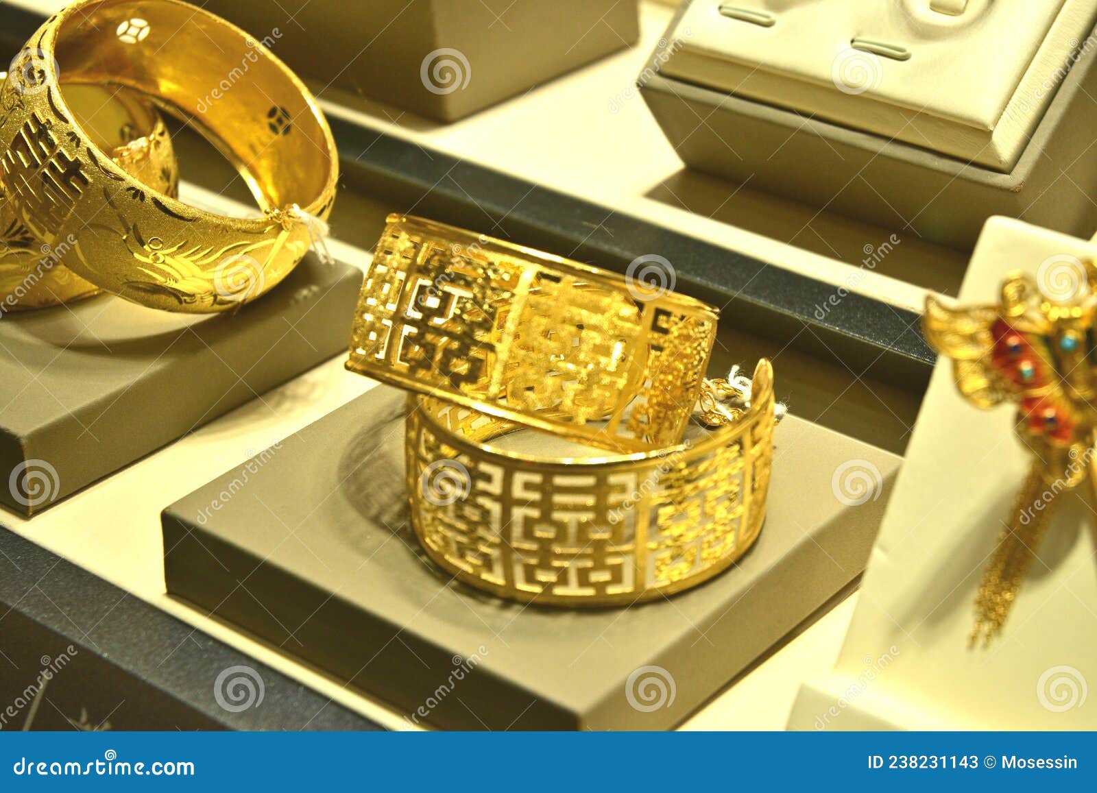 Gold Bracelet Window Display Stock Image - Image of flavour, gold ...