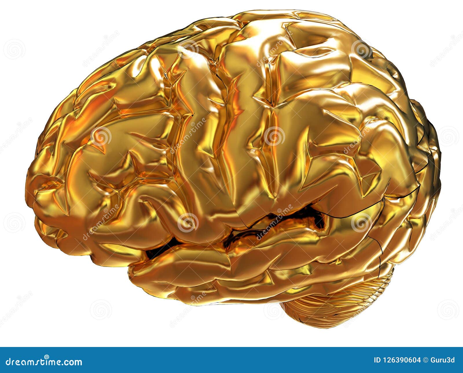 Gold brain. 3d render stock illustration. Illustration of enlightenment ...