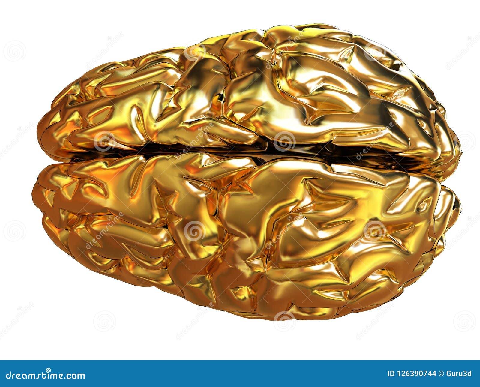 Gold brain. 3d render stock illustration. Illustration of metallic ...