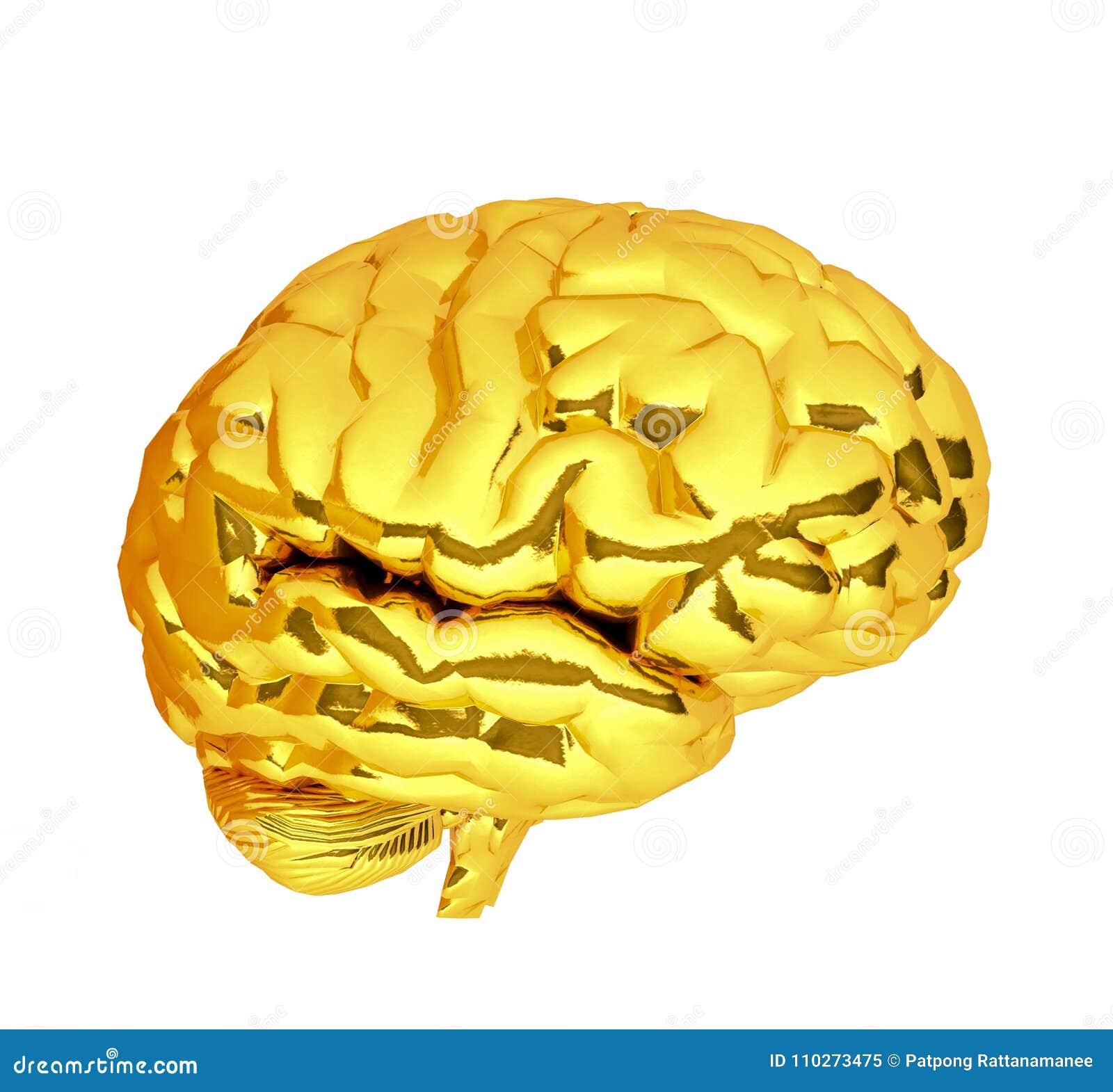 Gold Brain.3d Rendering. 3d Illustration Stock Illustration ...