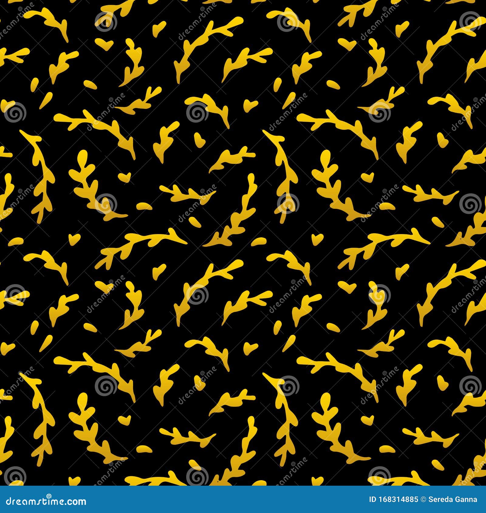 Gold Branch Seamless Pattern Stock Vector - Illustration of gold ...