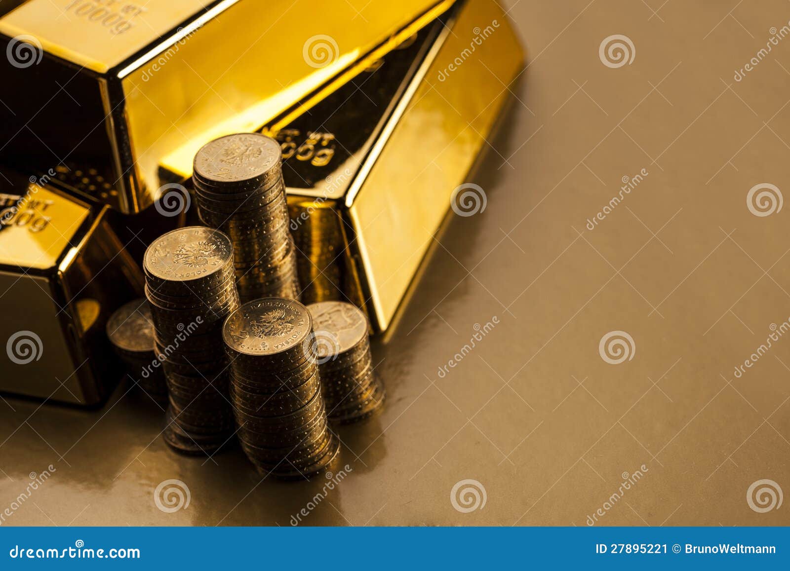 Gold bricks and coins stock image. Image of investment - 27895221