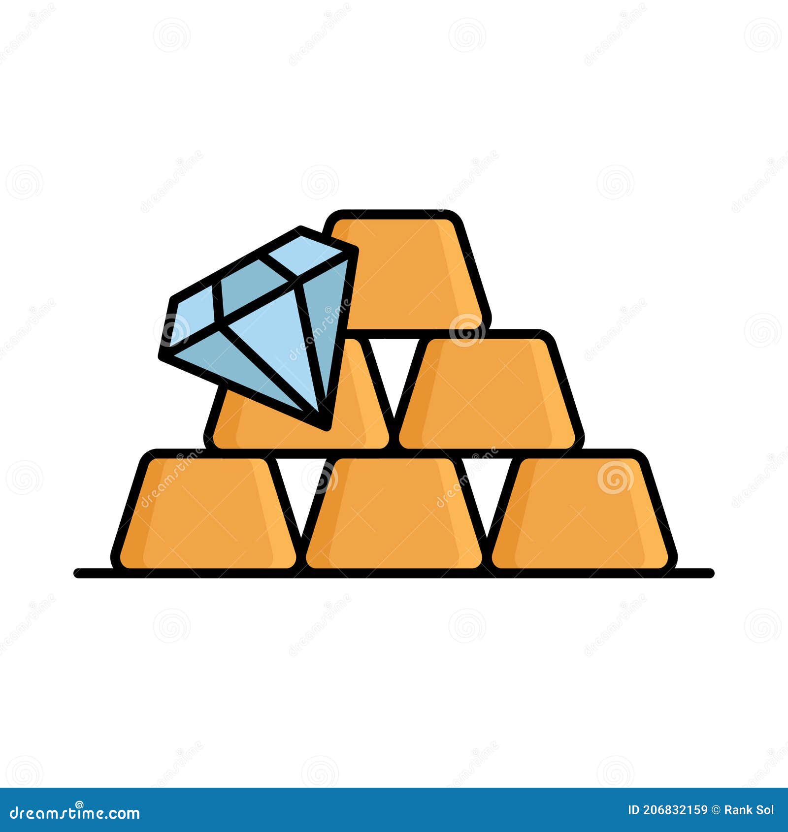 Gold Bricks Isolated Vector Icon that Can Be Easily Modified or Edited ...