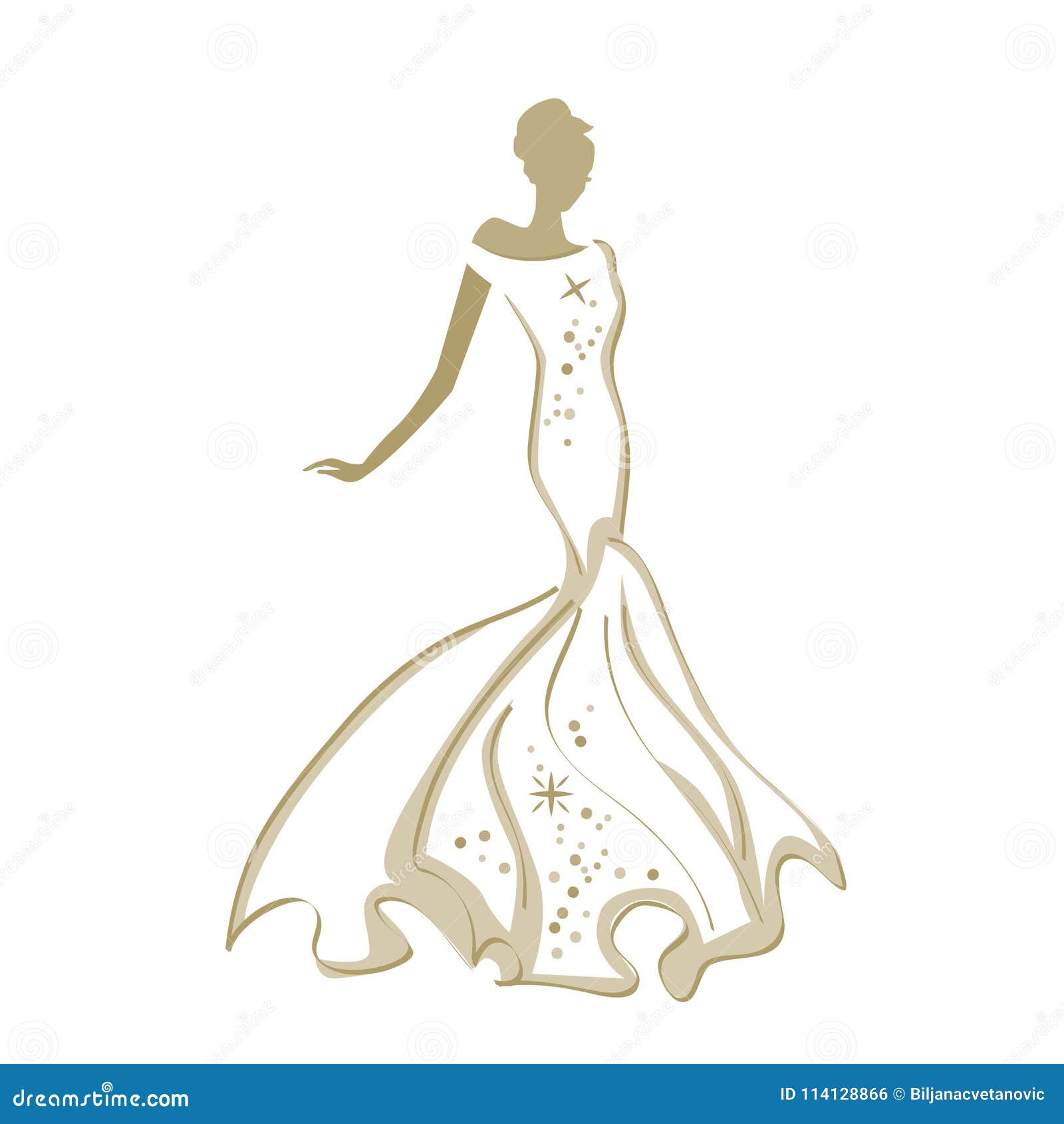 Gold bride stock vector. Illustration of clothes, girl - 114128866
