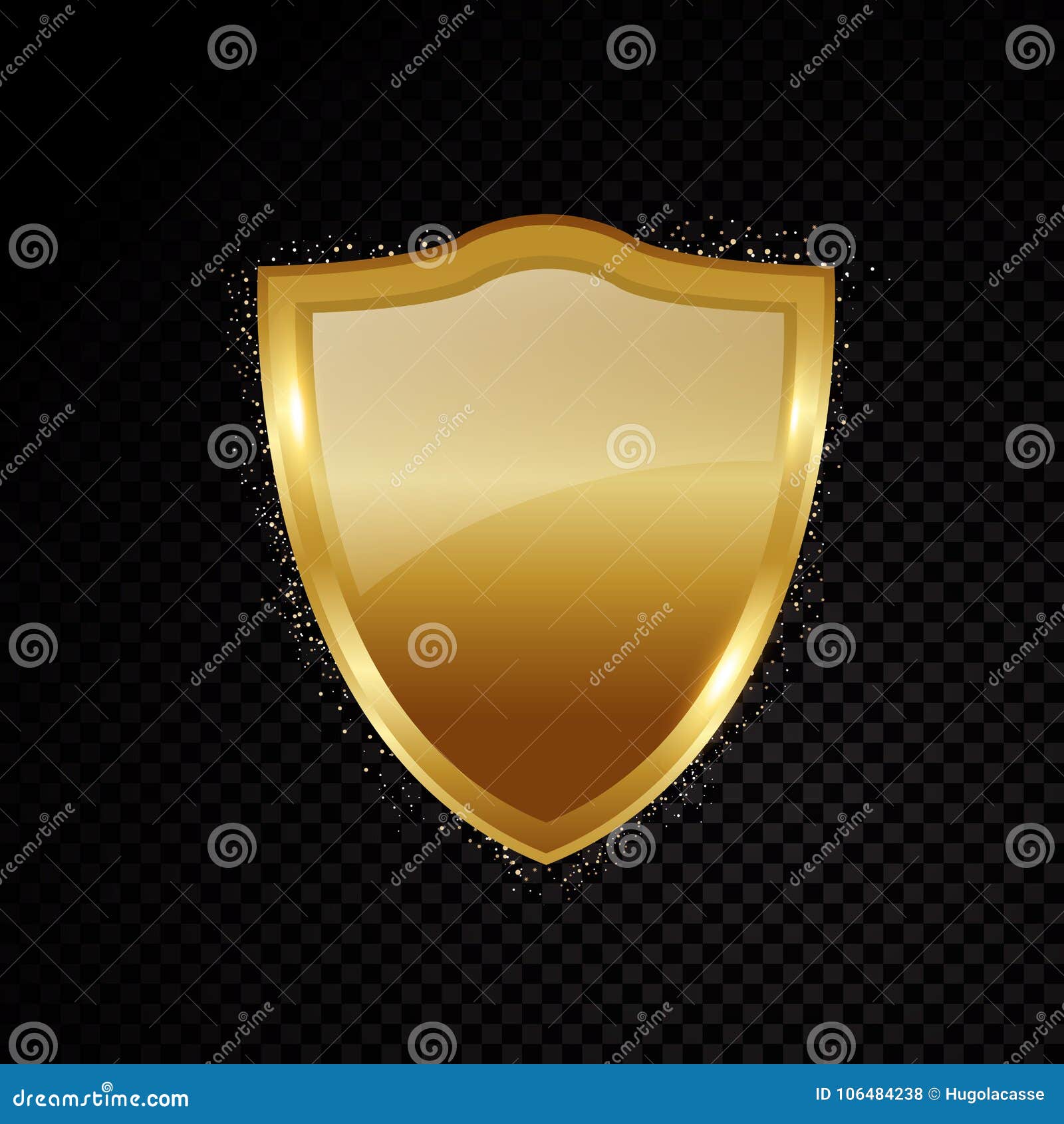 Gold Brightly Shield Glowing Security Protection Logo Stock Vector ...