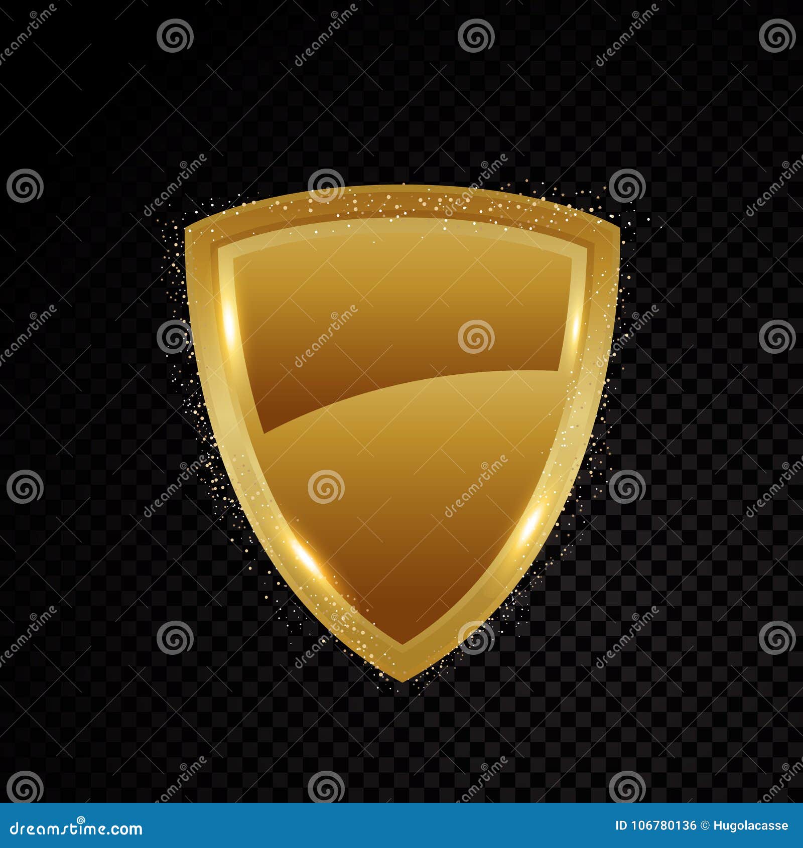 Gold Brightly Shield Glowing Security Protection Logo Stock Vector ...