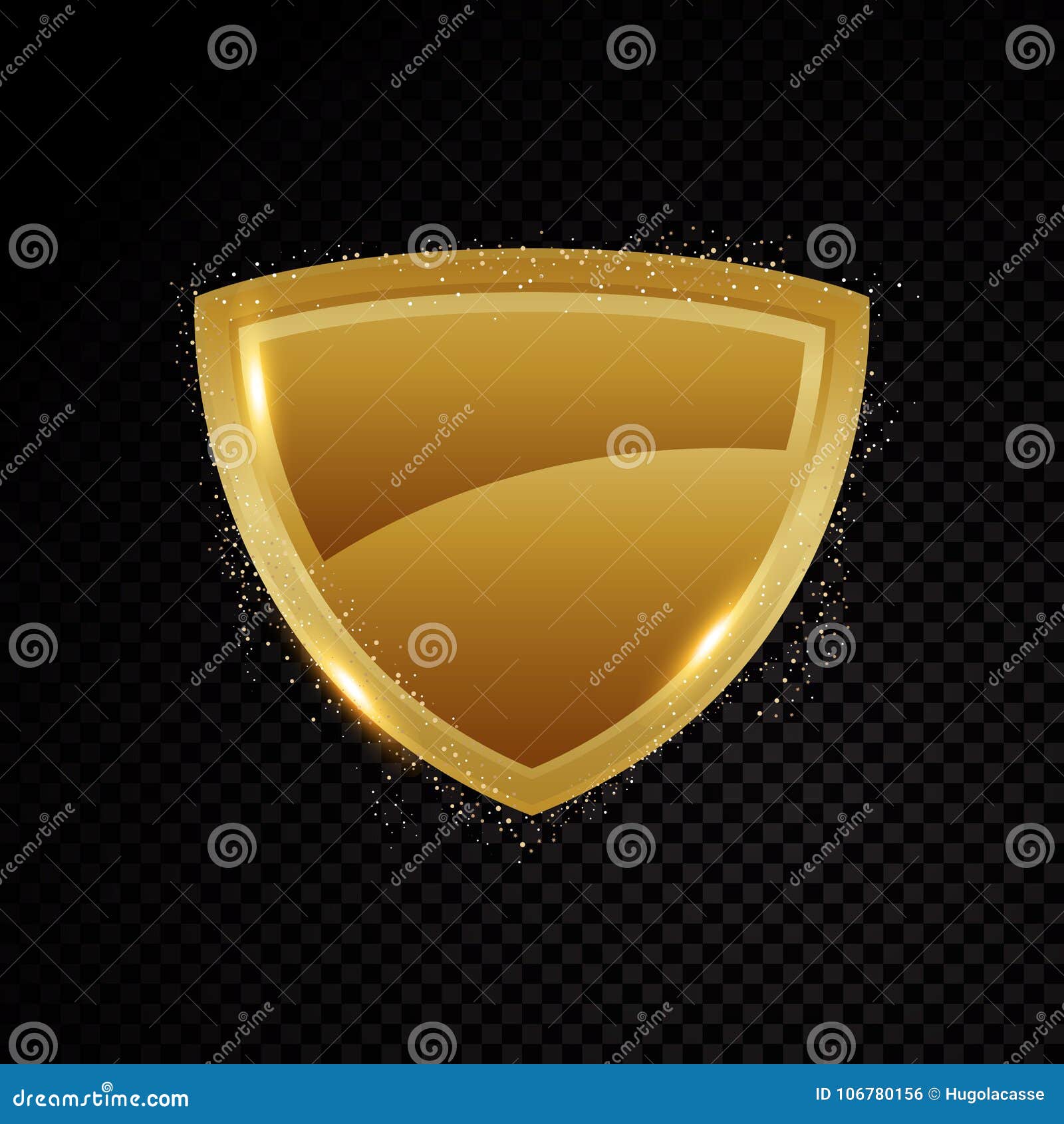 Gold Brightly Shield Glowing Security Protection Logo Stock Vector ...