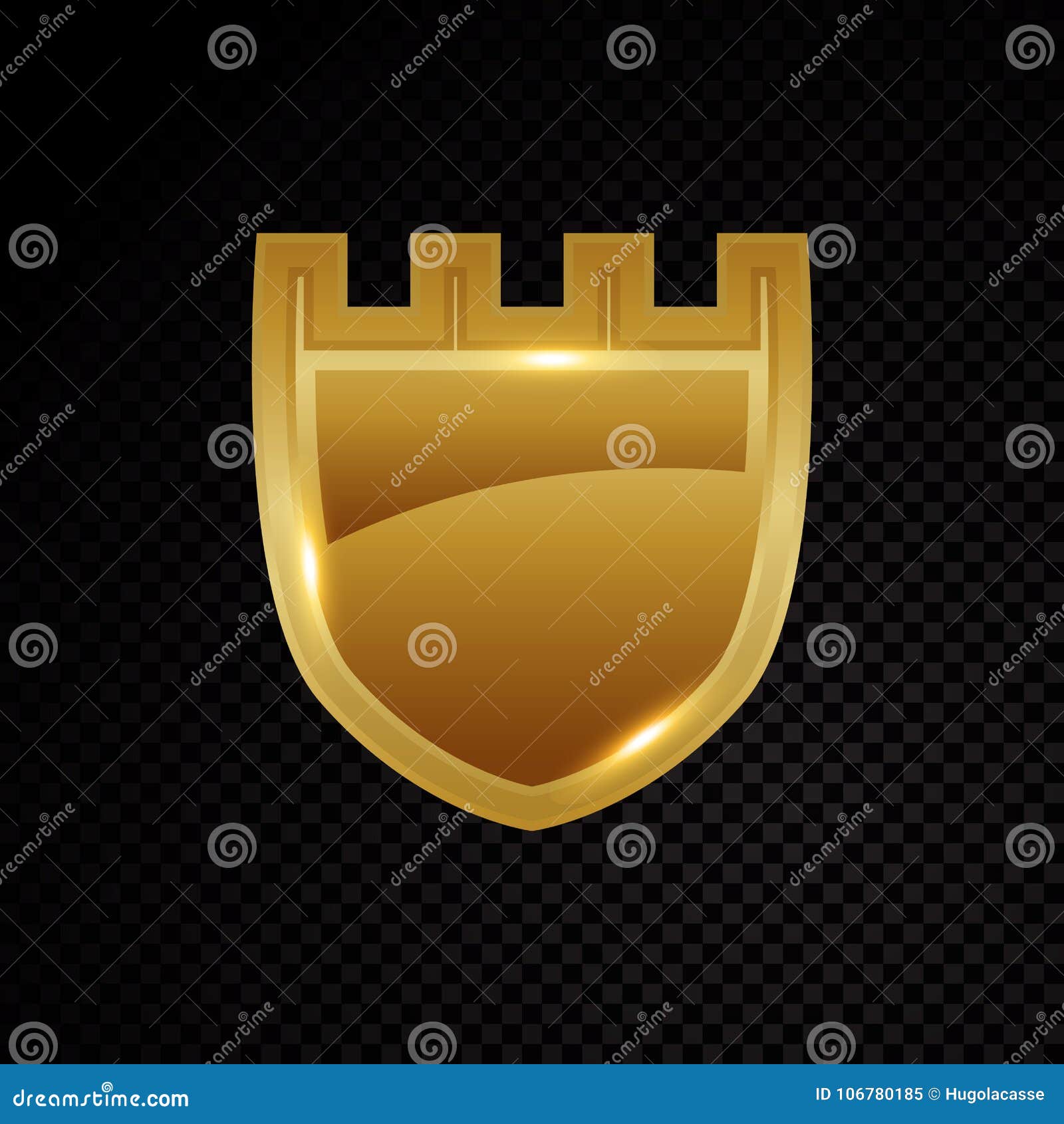 Gold Brightly Shield Glowing Security Protection Logo Stock Vector ...