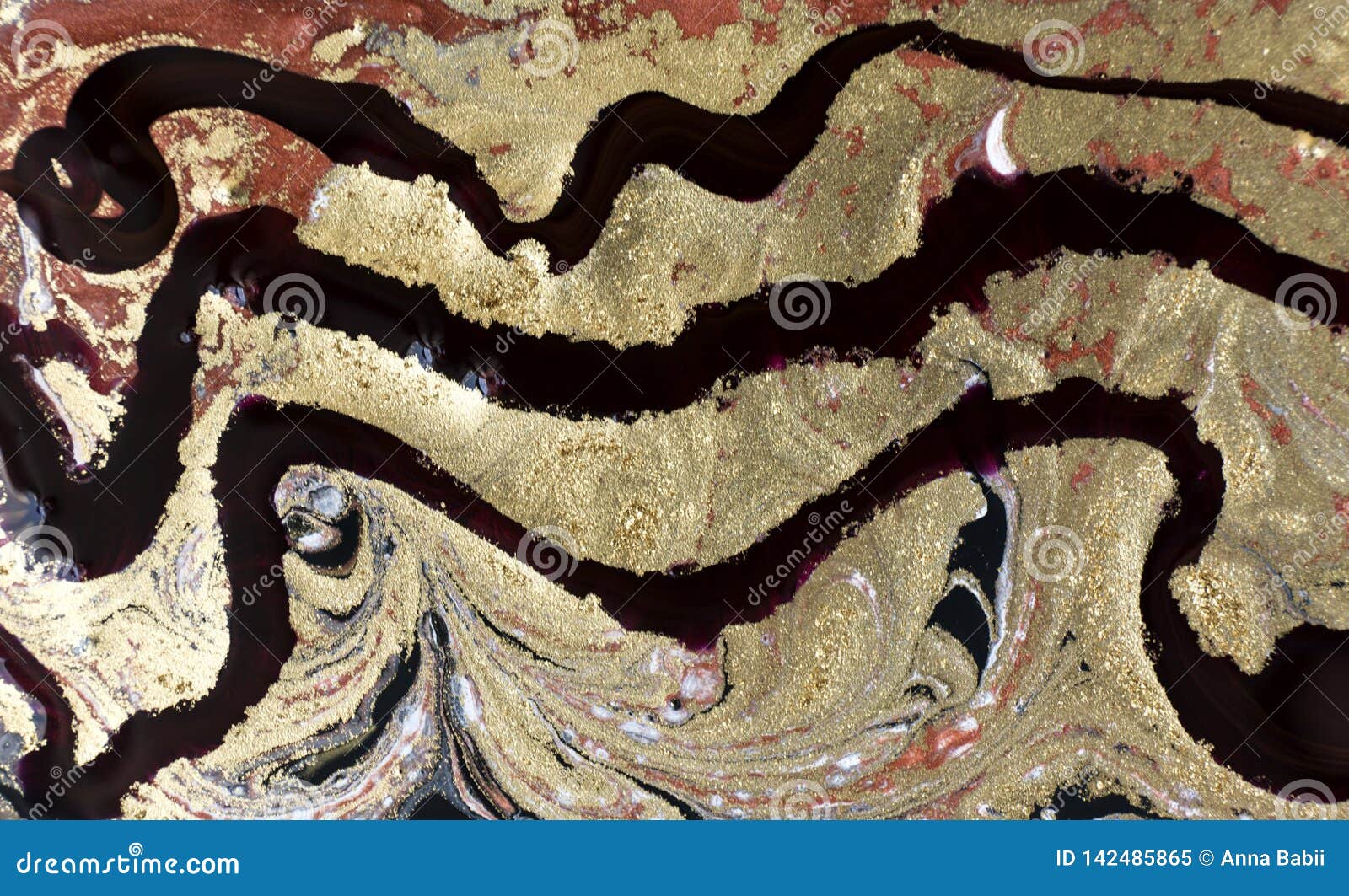Gold, Bronze and Black Marbling Pattern. Golden Marble Liquid Texture ...