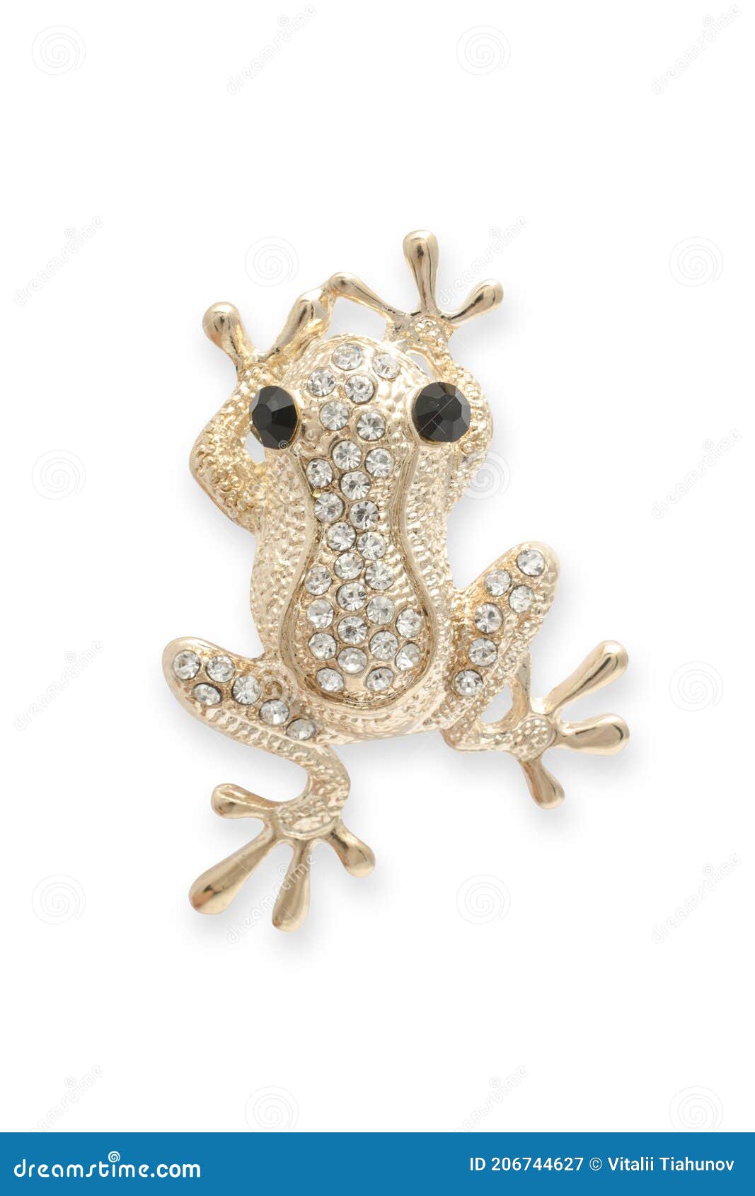 Gold Brooch Frog with Diamonds Isolated on White Stock Image - Image of ...