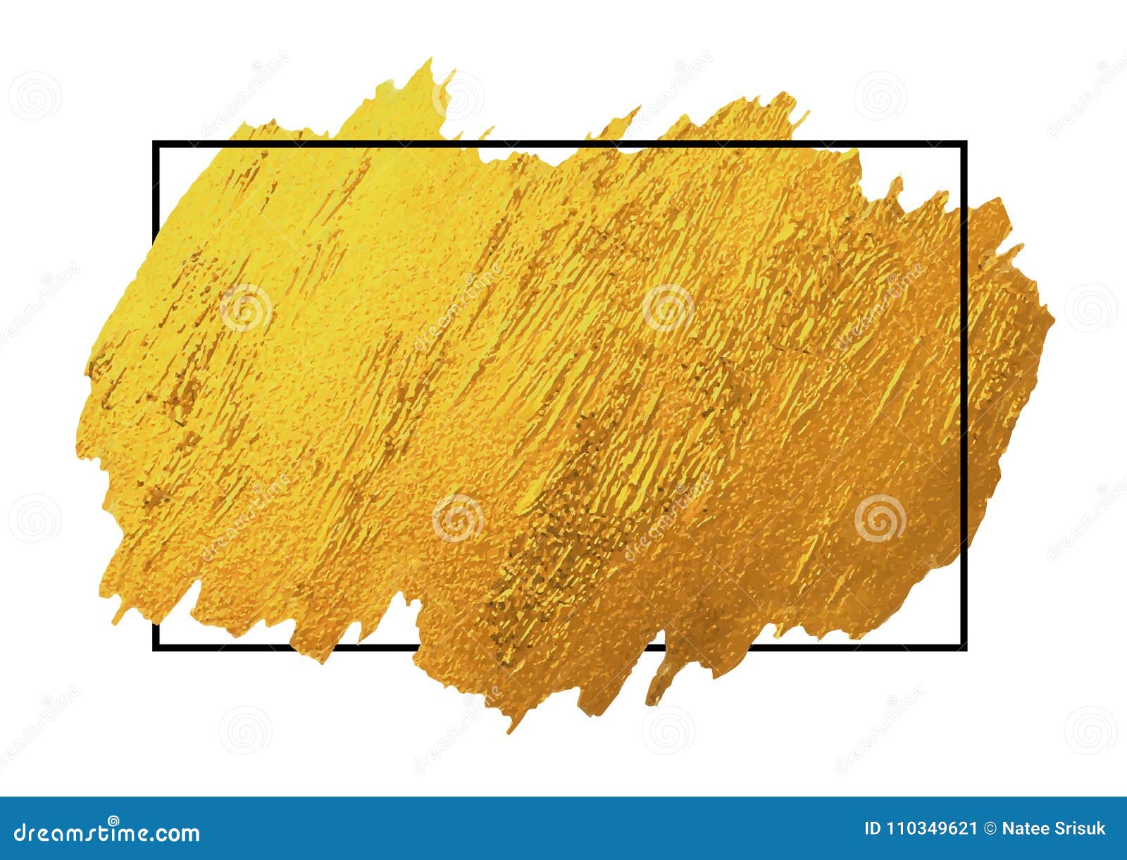 Gold Brush Stoke Texture on White Background with Line Frame Stock ...