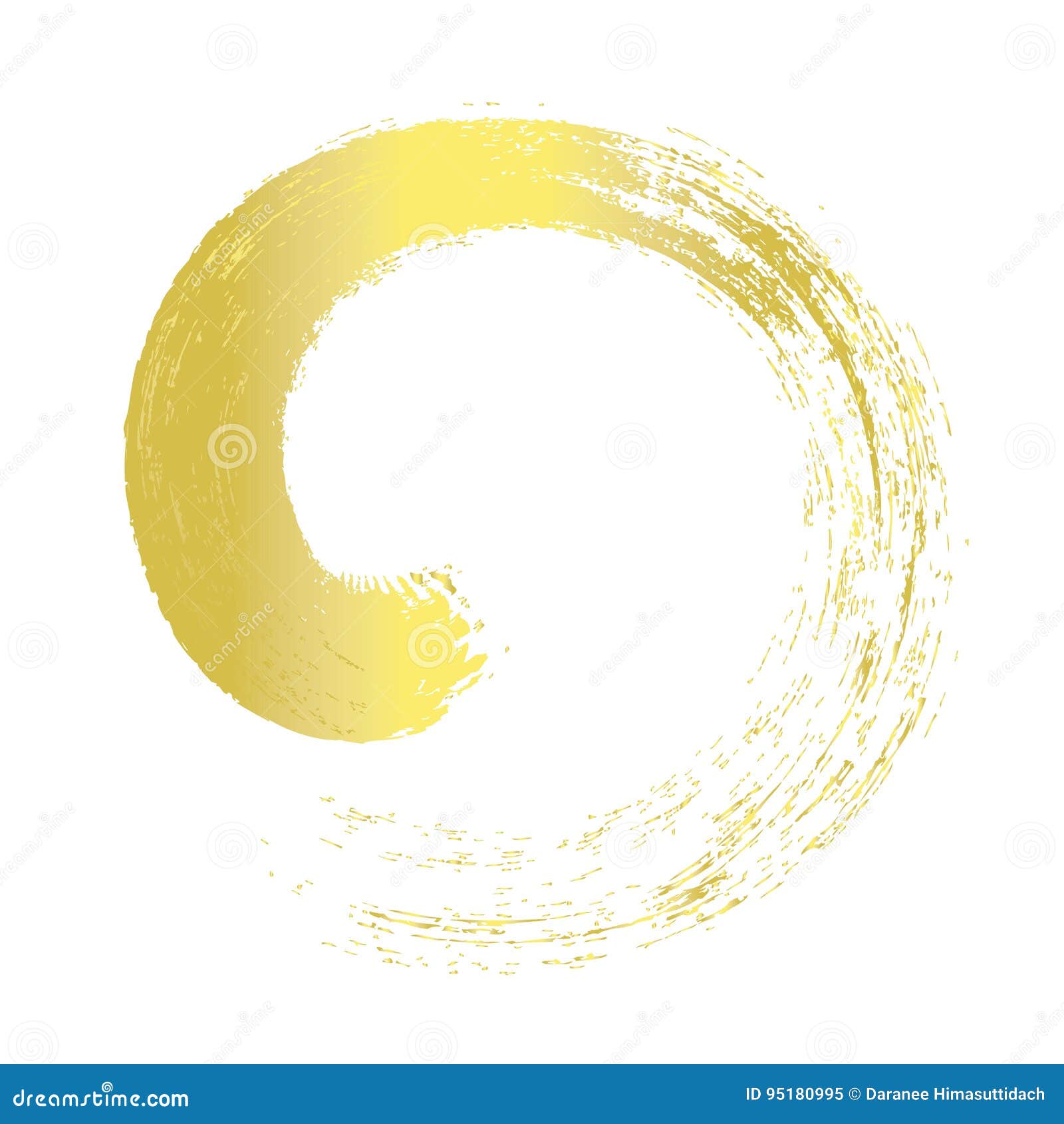 Gold Brush Stroke Line Circle Paint Vector Stock Vector - Illustration ...