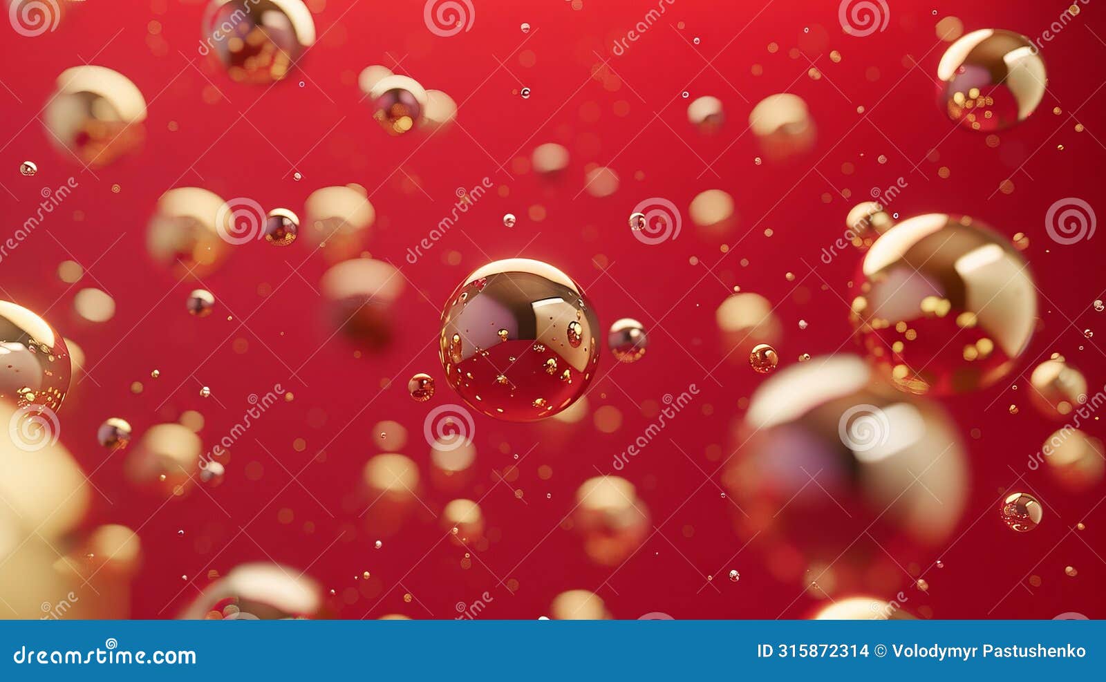 Gold Bubbles on a Red Background Stock Photo - Image of moisture, gold ...